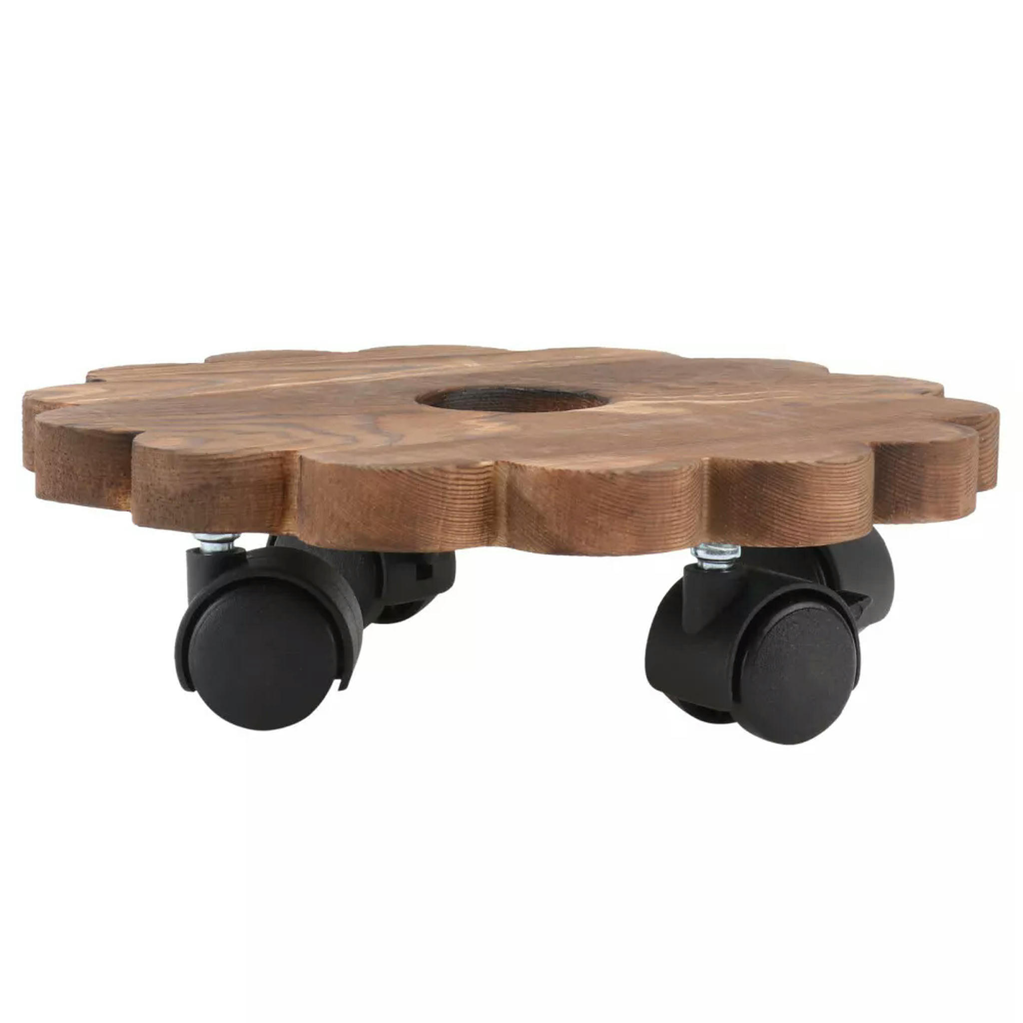 TUMALL Garden Plant Trolley Solid Wood Planter Tray Mobile Flower Pot ...