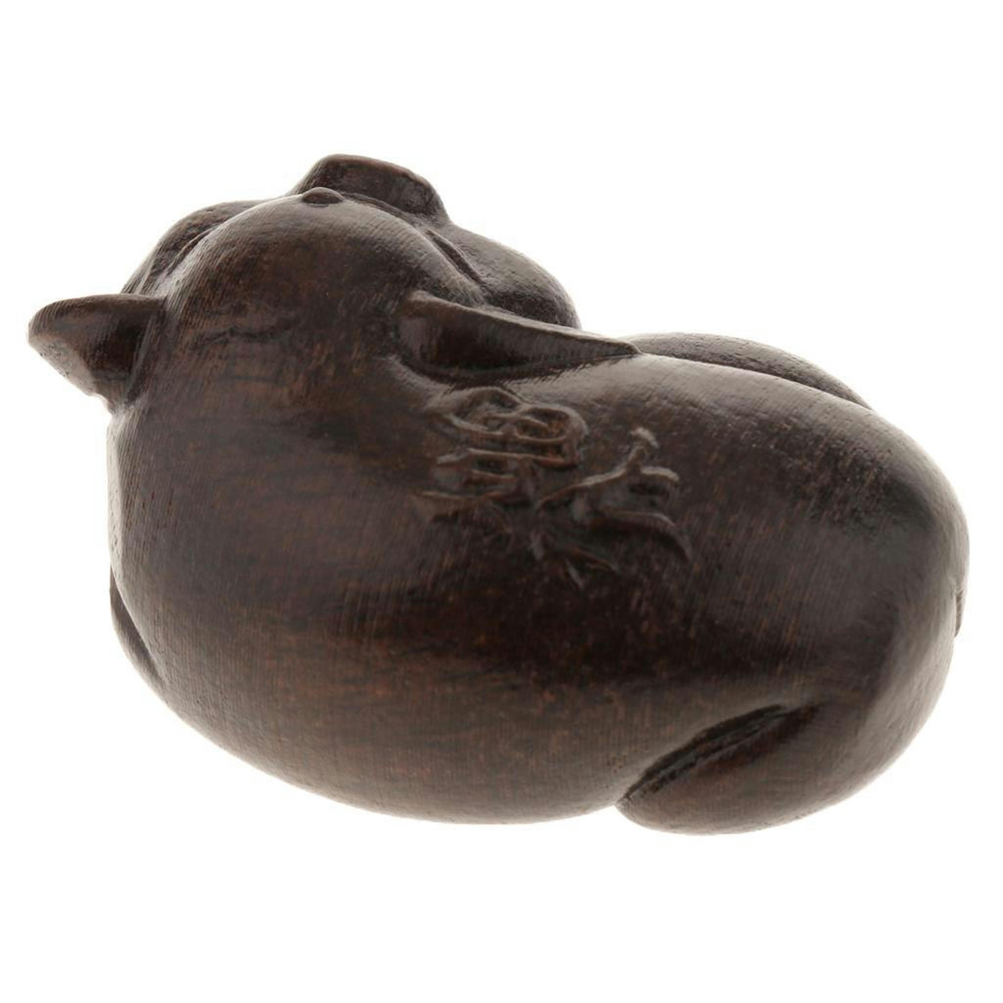 TUMALL Handmade Craft Wooden Figurine Carved Buddha Sculpture-Pig ...