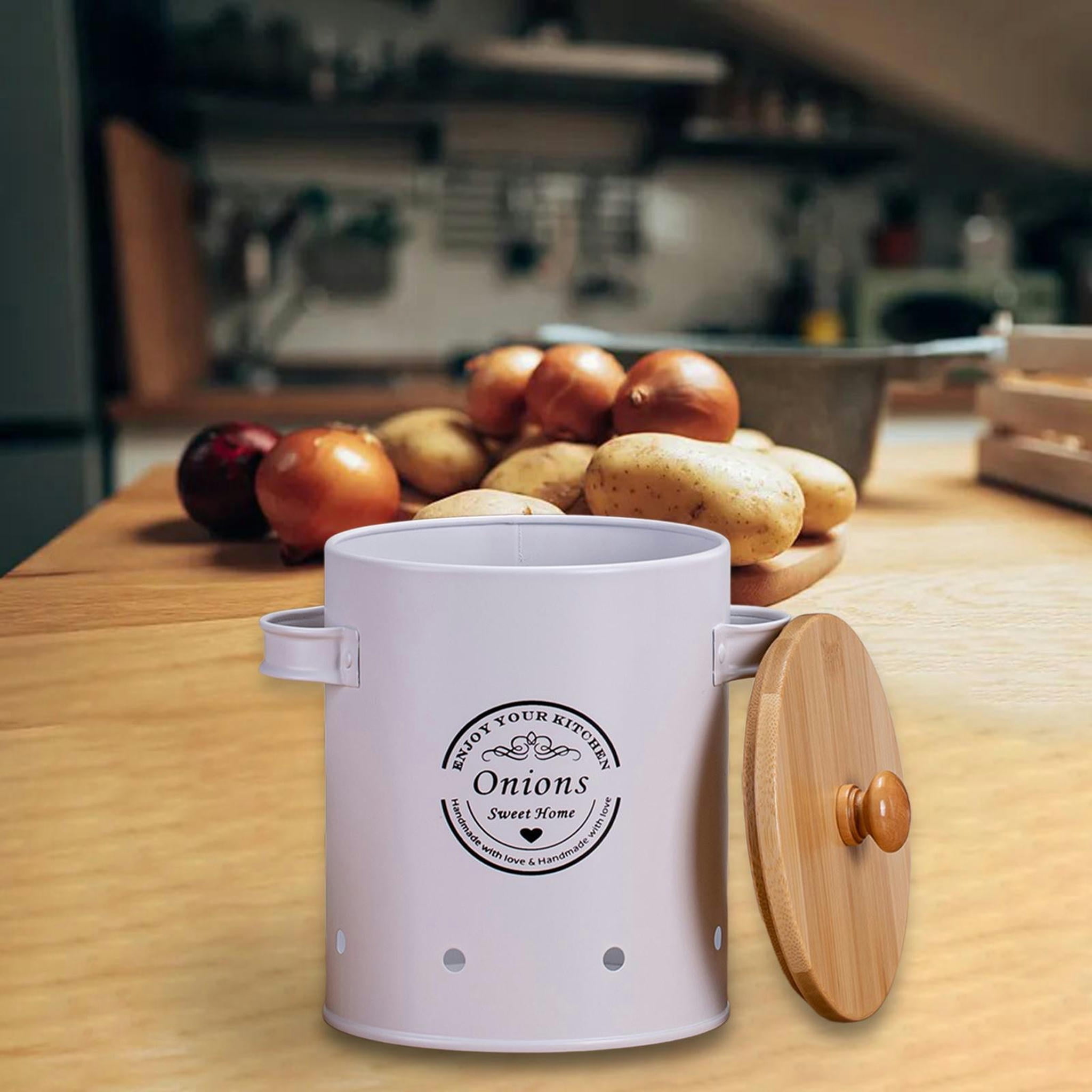 TUMALL Kitchen Storage Canister, Potato Onion Storage Tin, Rustic ...