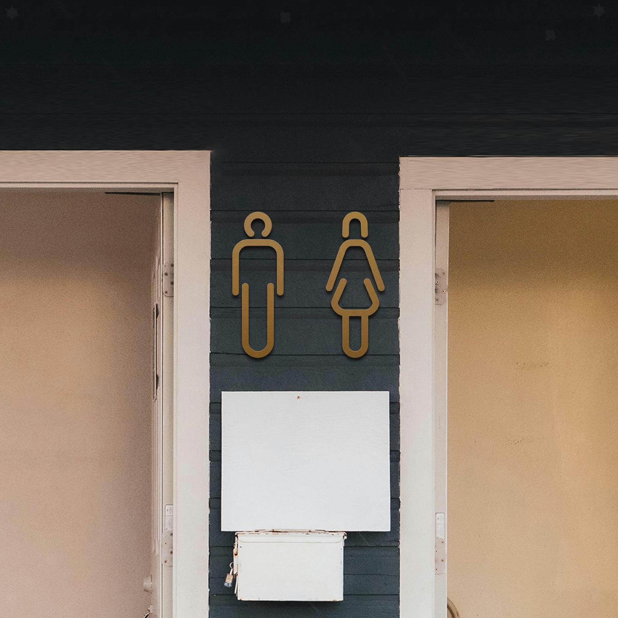 TUMALL Men Women Toilet Sign Retro Acrylic Bathroom Sign WC Stickers ...