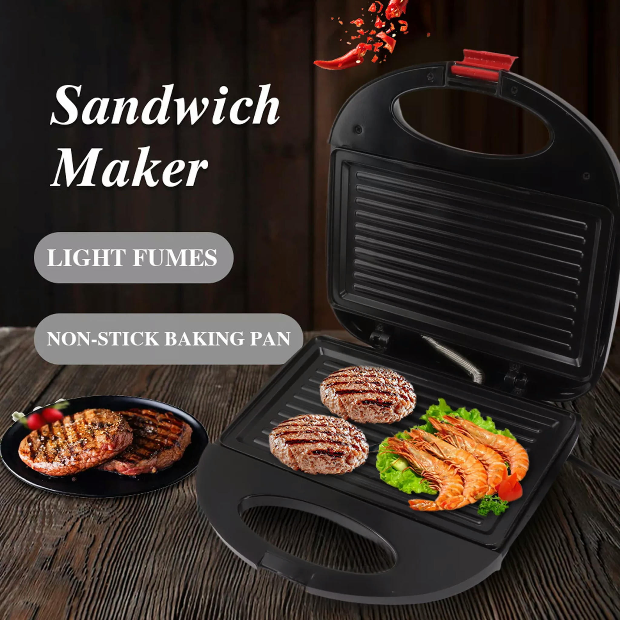 TUMALL Mini Panini Maker Double Sided Bar Easy Clean Panini Press Grill ...