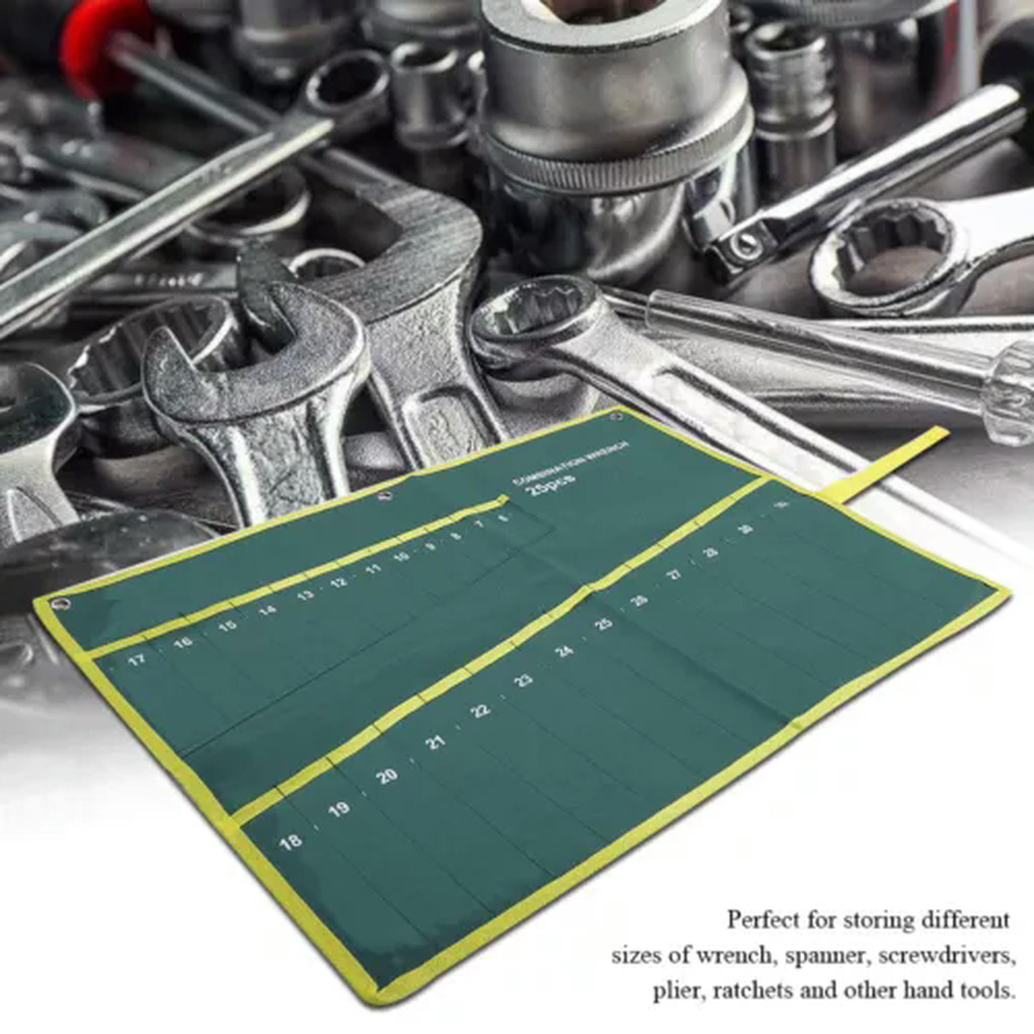 TUMALL Multi-Pocket Roll Up Tool Bag Spanner Wrench Storage Pouch Bags ...