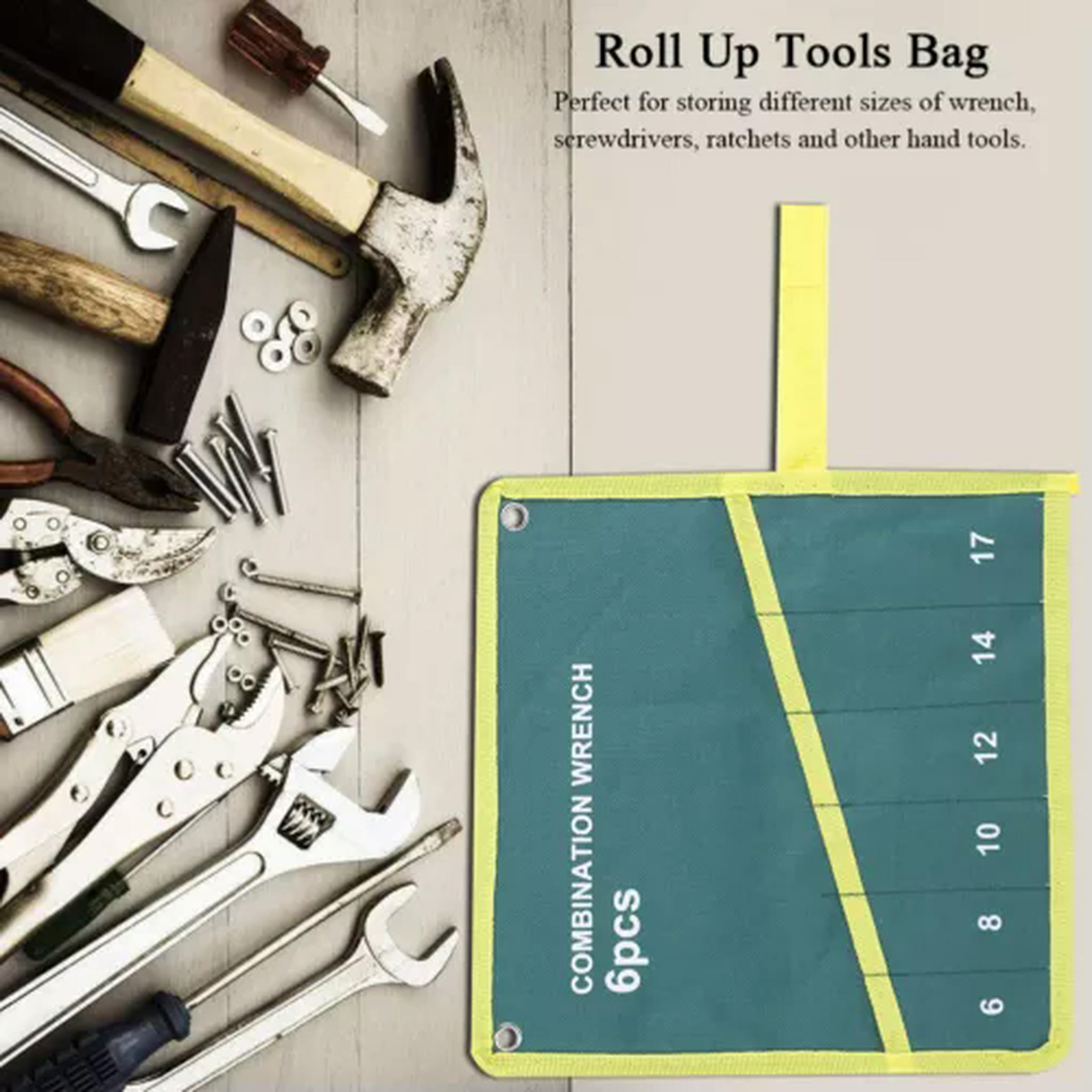 TUMALL Multi-Pocket Roll Up Tool Bag Spanner Wrench Storage Pouch Bags ...