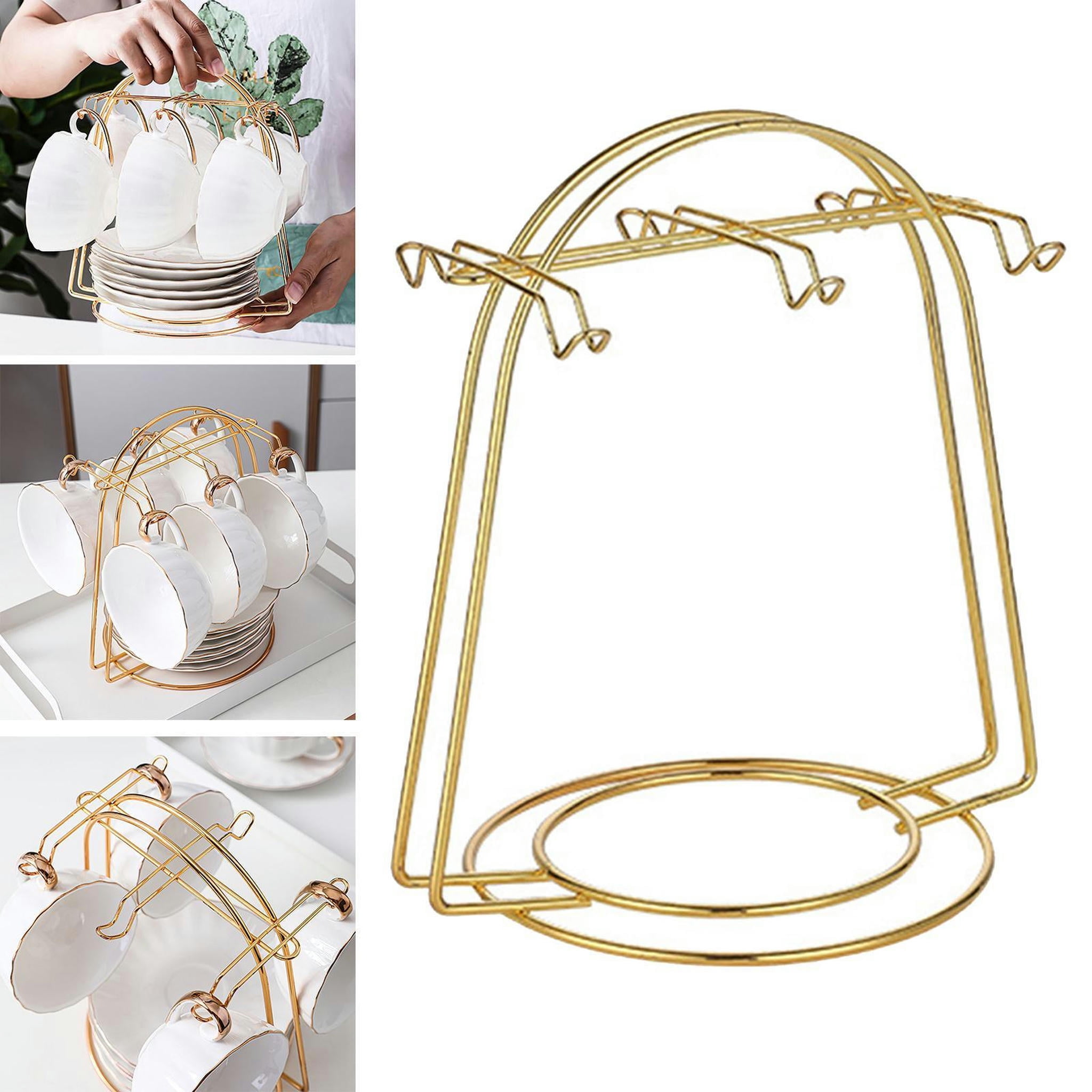 TUMALL Portable Tea Cup and Saucer Display Rack Mug Hanger for Tabletop ...