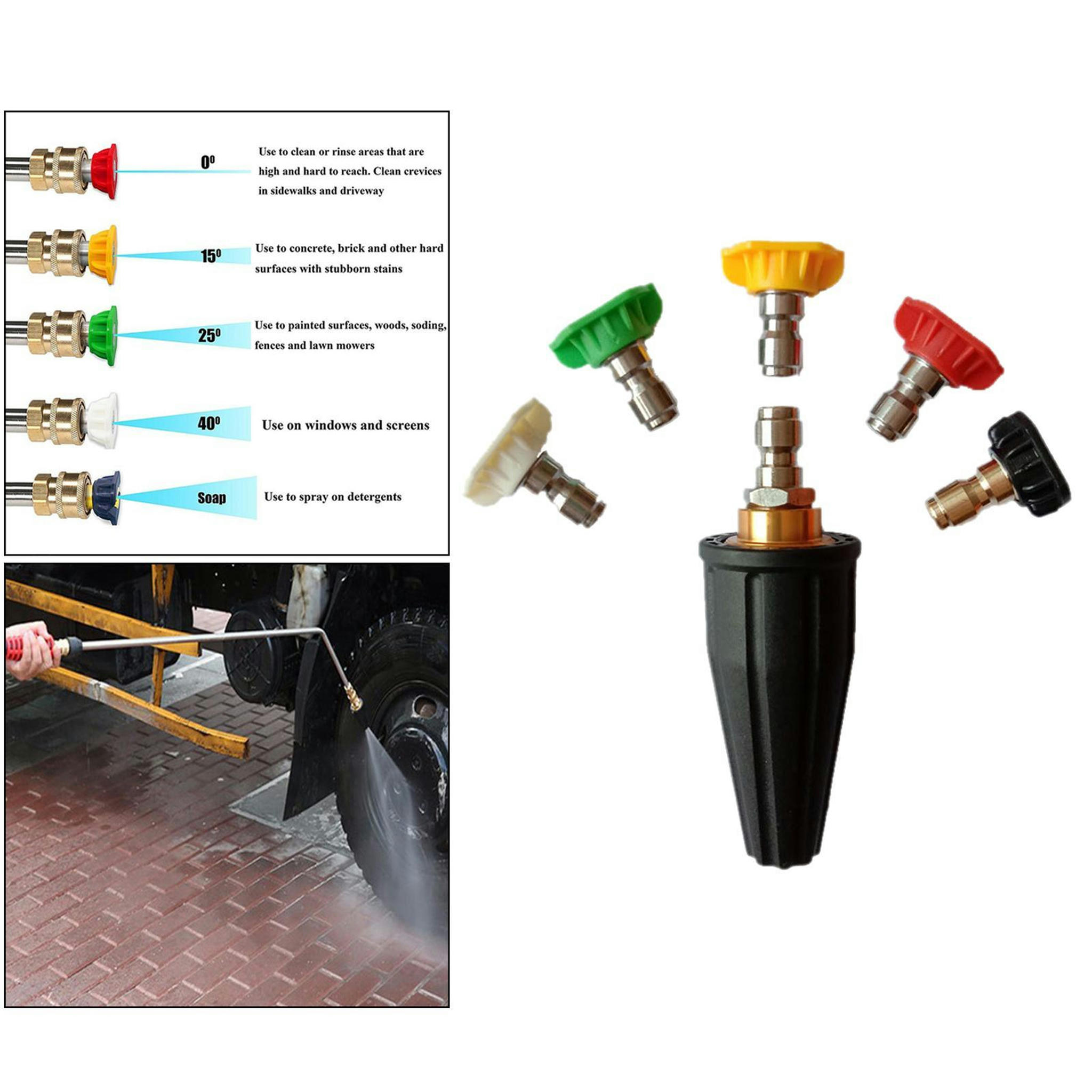 TUMALL Spray nozzle for pressure disks Rotating nozzle with 5 tips 1/4 ...