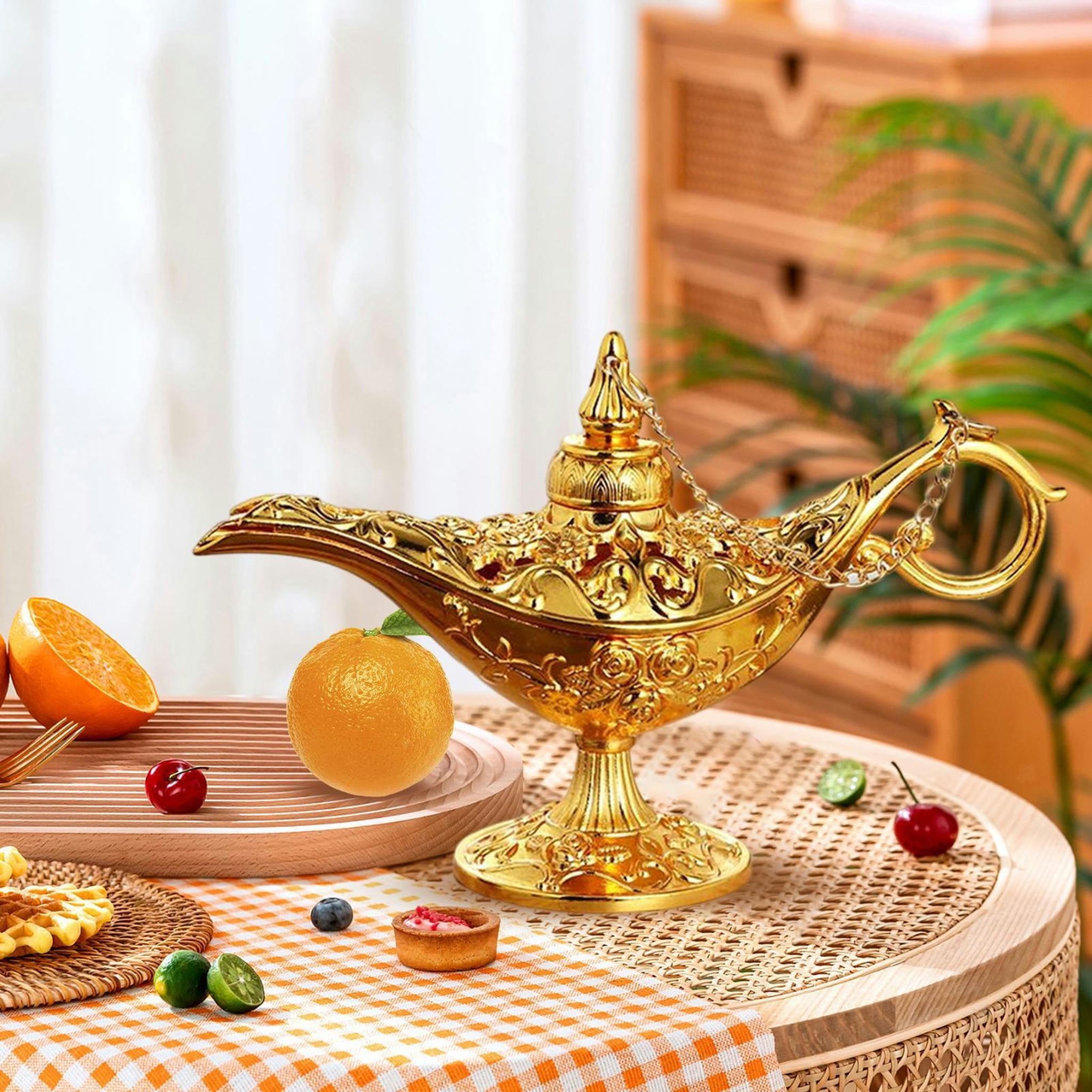 TUMALL Statue Lamp Myth Wishing Light Gift with Lid Oil Lamp Costume Arabian Craft-Aureate ...