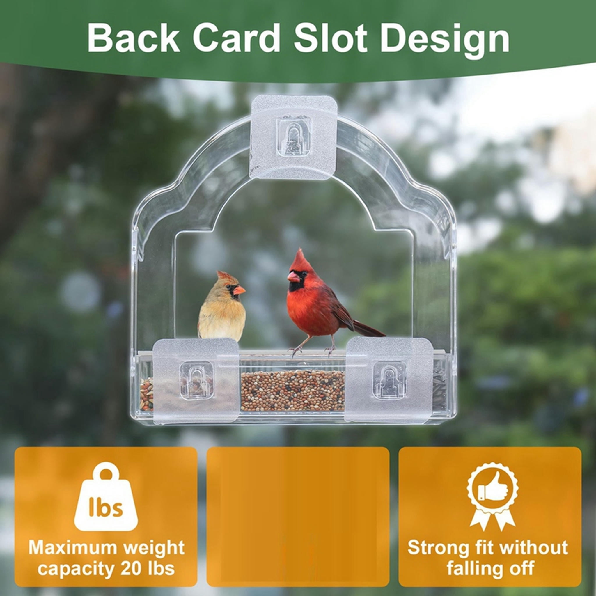 TUMALL Window Bird Feeders for Outside, Clear Bird Window Feeder with 3 ...