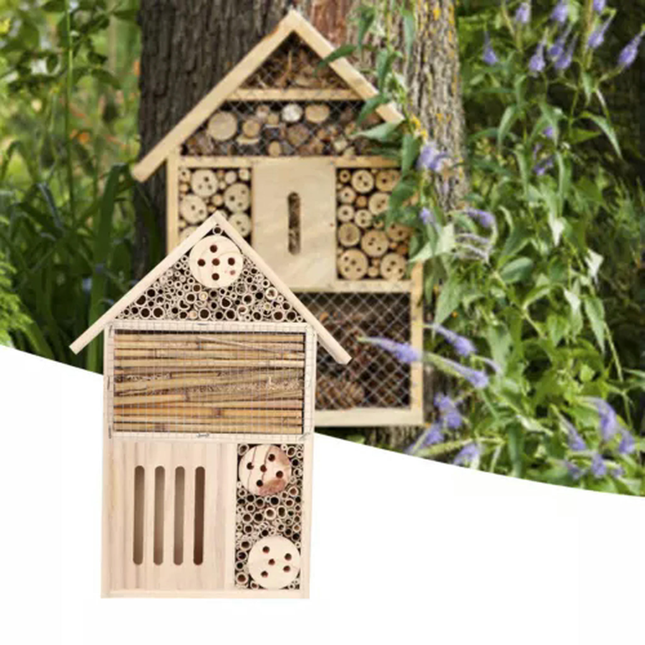 TUMALL Wooden Insect Bee House Natural Wood Bug Room Shelter Garden Box ...