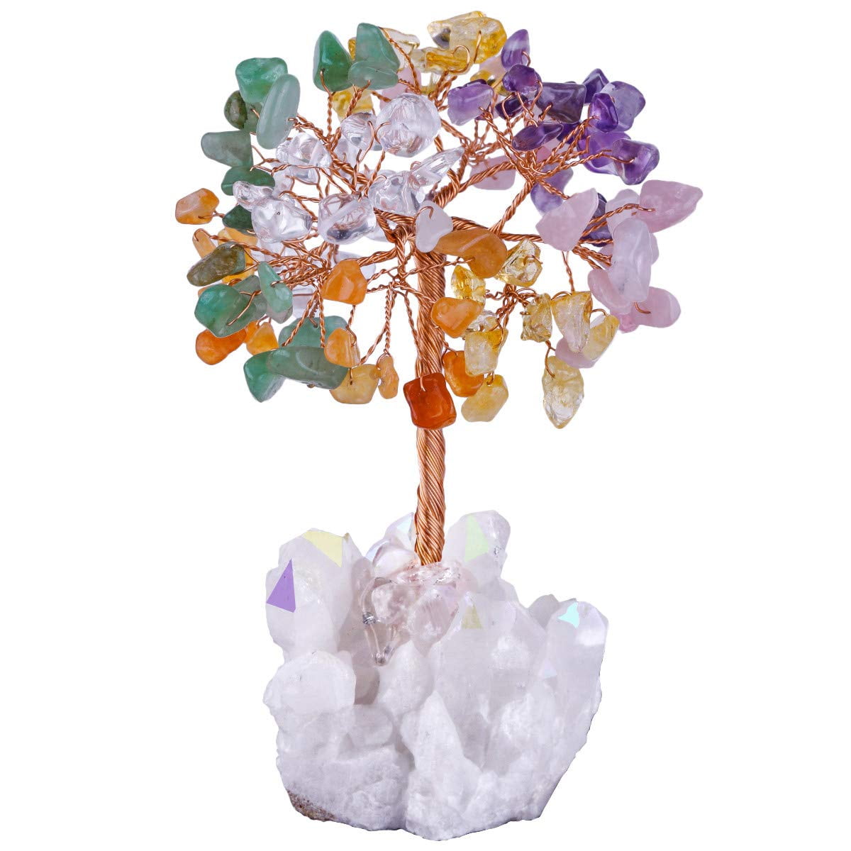 TUMBEELLUWA Healing Crystal Stone Money Tree with White AB Crystal Base ...