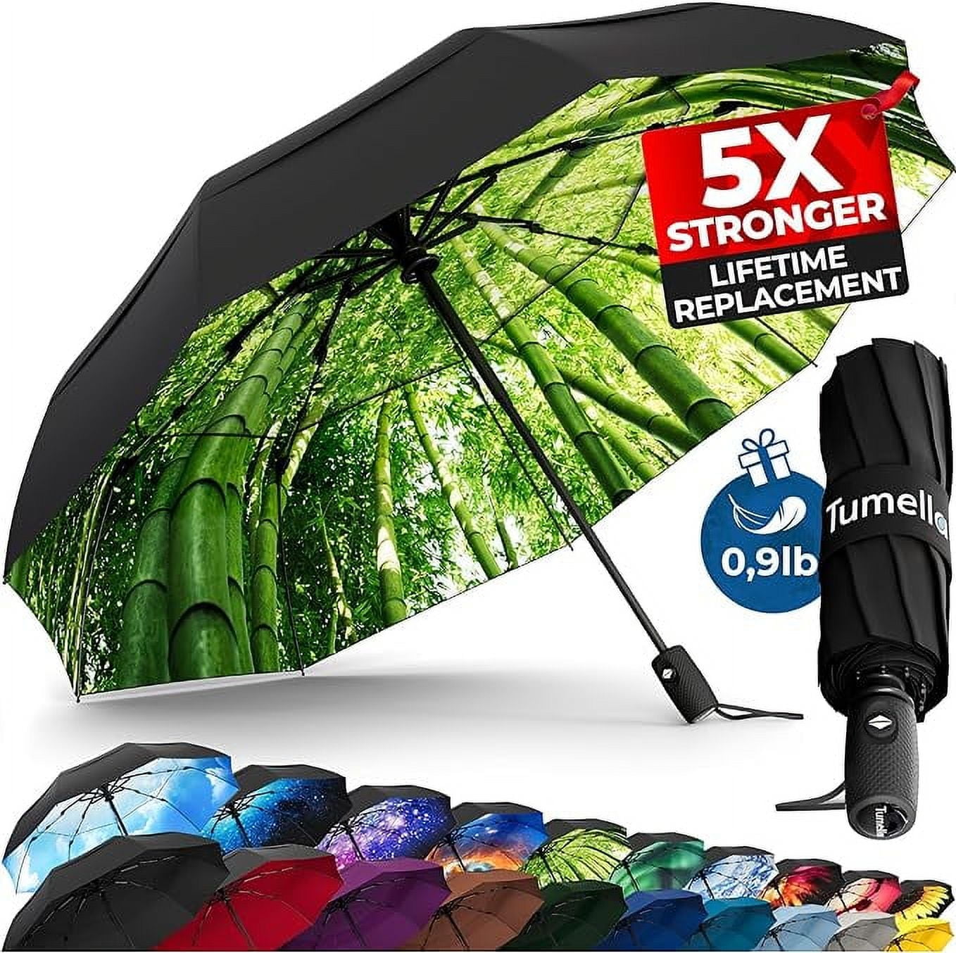 TUMELLA Compact, Superior & Beautiful Travel Umbrella - Strong, Light, Auto Open Close, Handheld ...