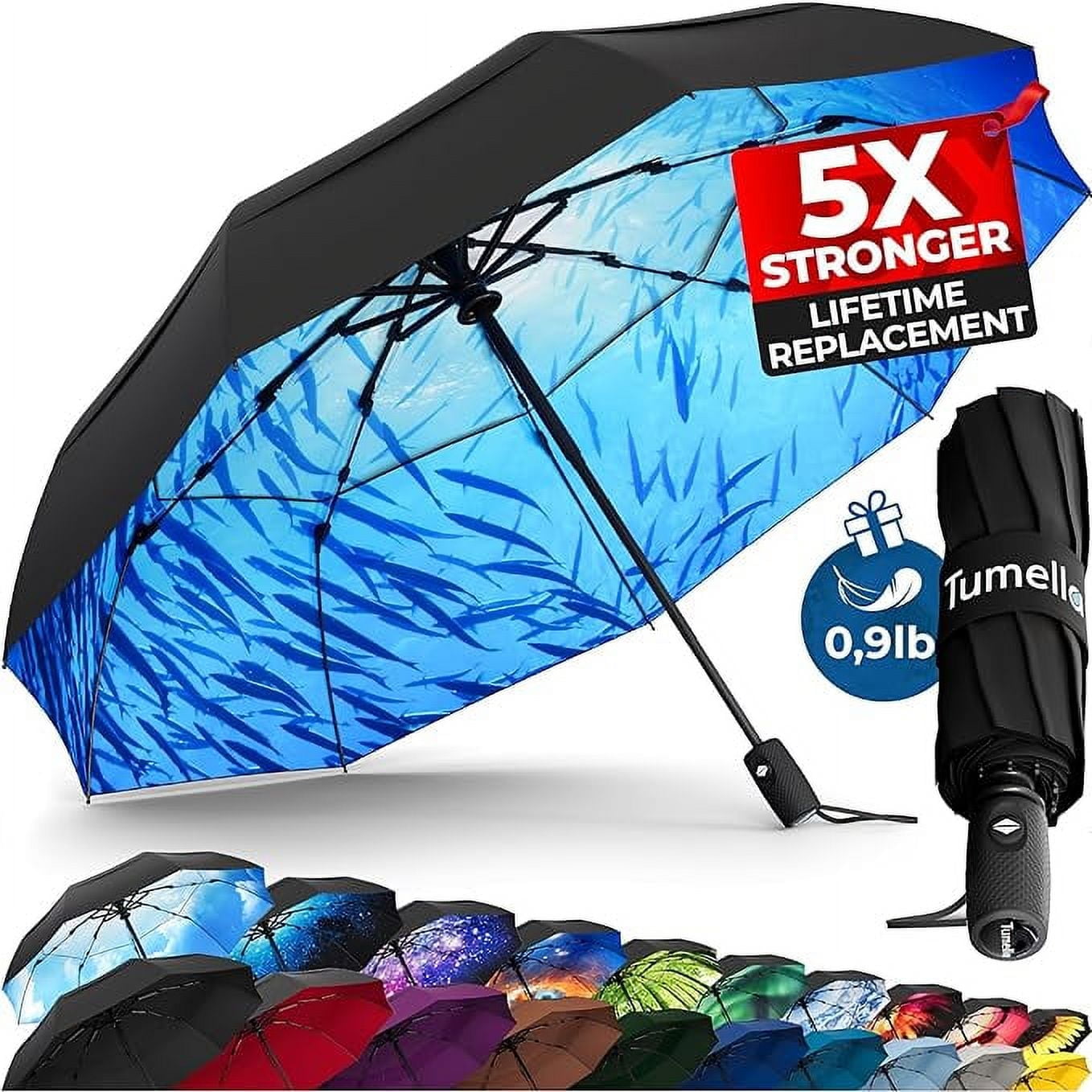 TUMELLA Strongest Windproof Travel Umbrella (Compact, Superior ...