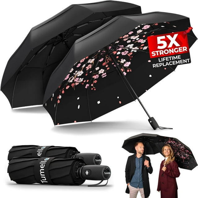 TUMELLA Strongest Windproof Travel Umbrella (Compact, Superior & Beautiful), Small Strong but ...