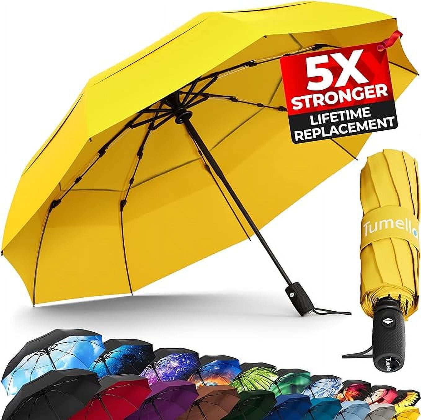 TUMELLA Strongest Windproof Travel Umbrella (Compact, Superior ...