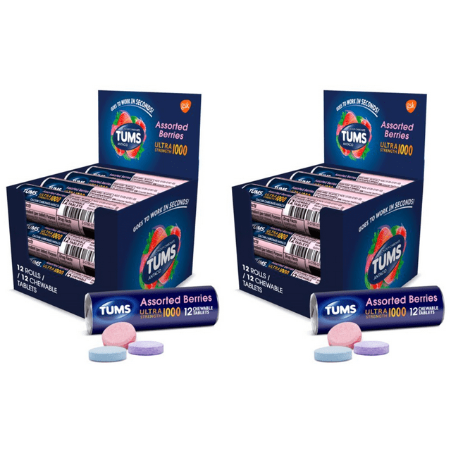 TUMS Antacid Assorted Berries Ultra Strength 1000 Chewable Antacid ...