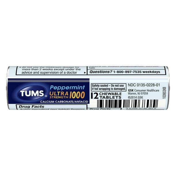 TUMS Antacid Chewable Tablets for Heartburn Relief, Ultra Strength ...