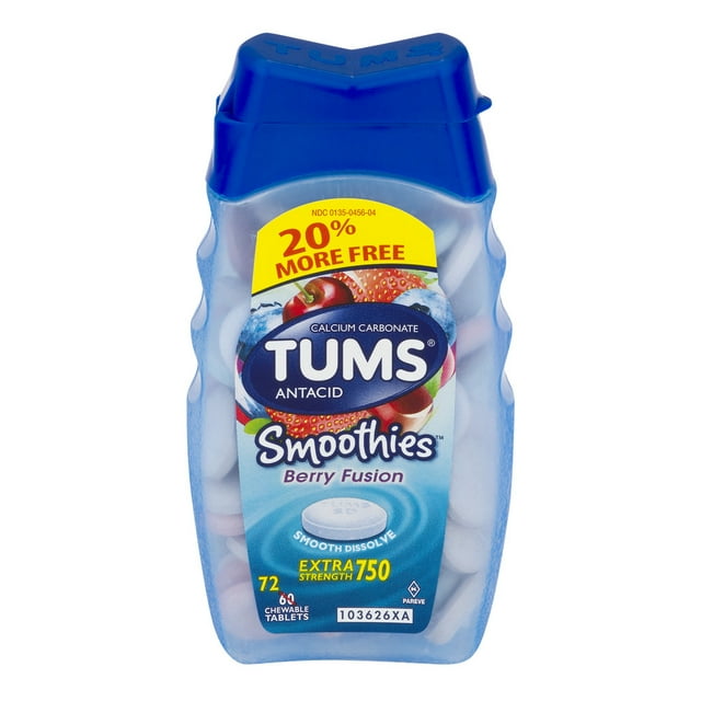 TUMS Antacid Smoothies Peppermint Chewable Tablets, 72 Count - Walmart.com