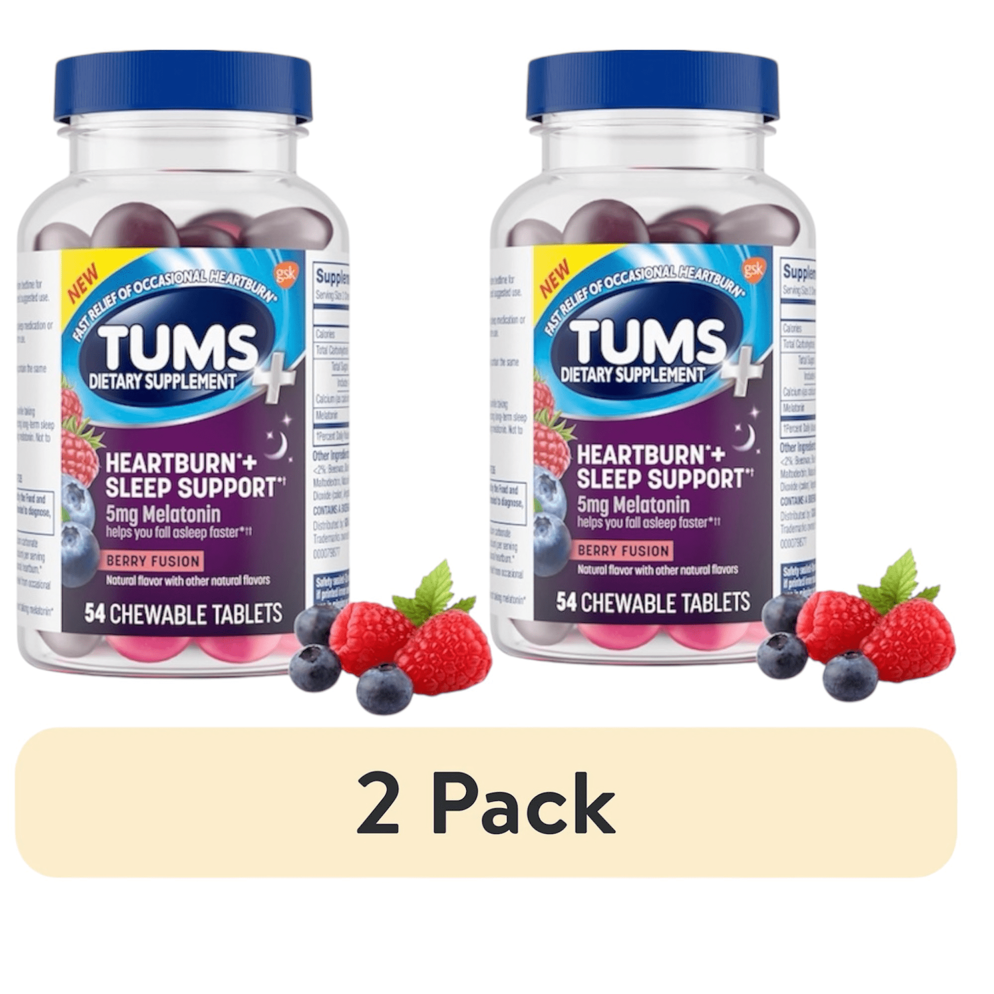 TUMS Chewable Dietary Supplement Tablets with Melatonin Berry Fusion ...