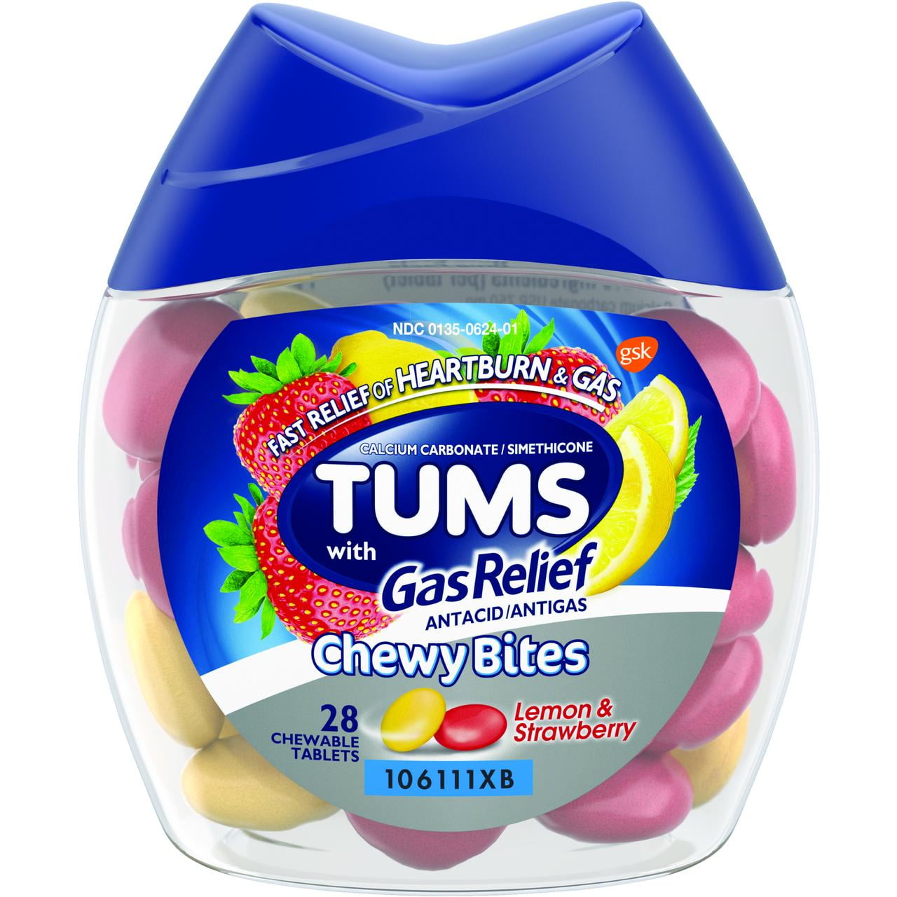 TUMS Chewy Bites Antacid, Acid Chewables for Heartburn + Gas Relief ...