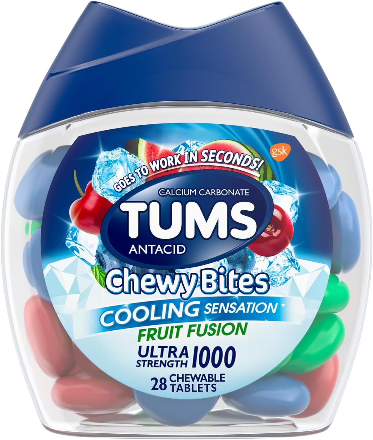 TUMS Chewy Bites Cooling Sensation Ultra Strength Antacid Chewable's ...