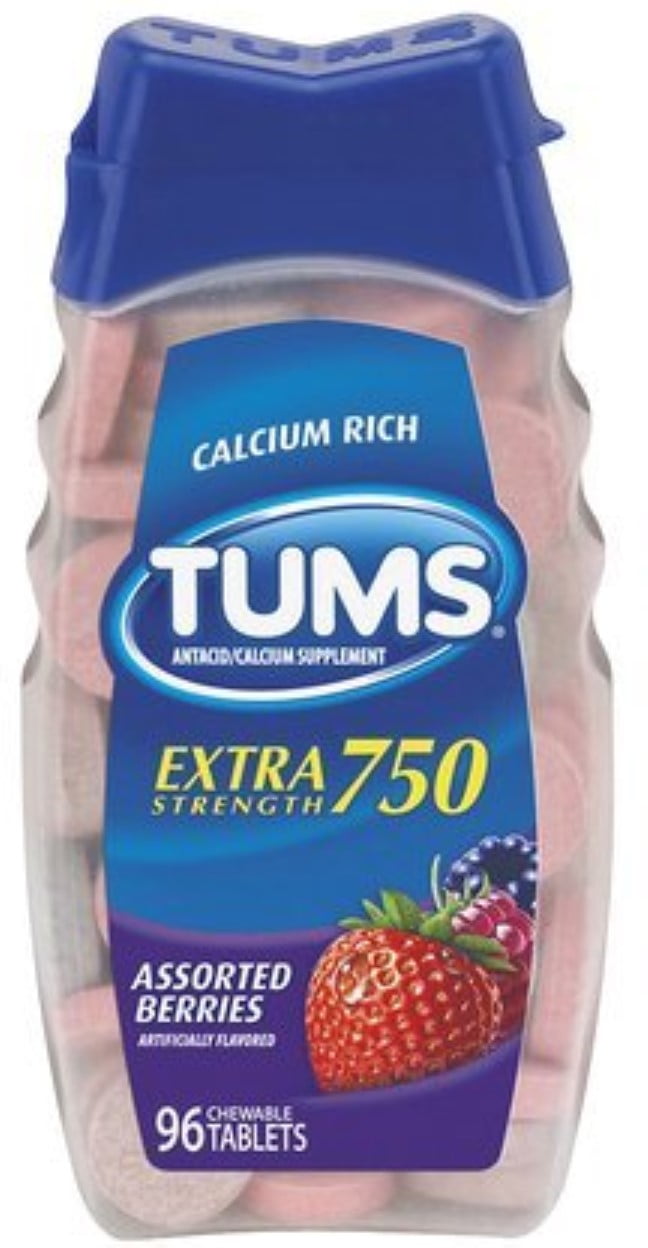 TUMS E-X 750 Tablets Assorted Berries 96 ea (Pack of 3) - Walmart.com