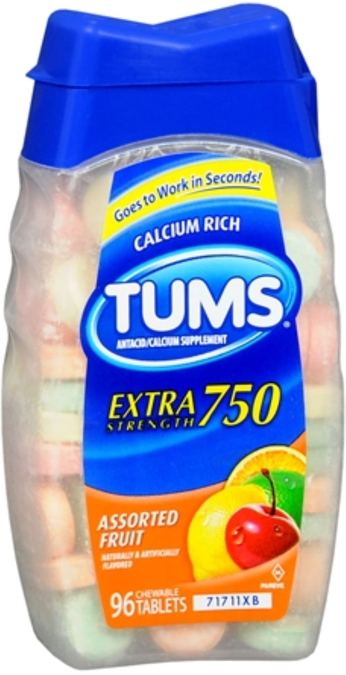 TUMS E-X 750 Tablets Assorted Fruit 96 Tablets (Pack of 4) - Walmart.com
