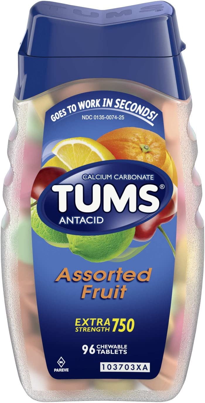TUMS Extra Strength Antacid Tablets for Chewable Heartburn Relief and ...