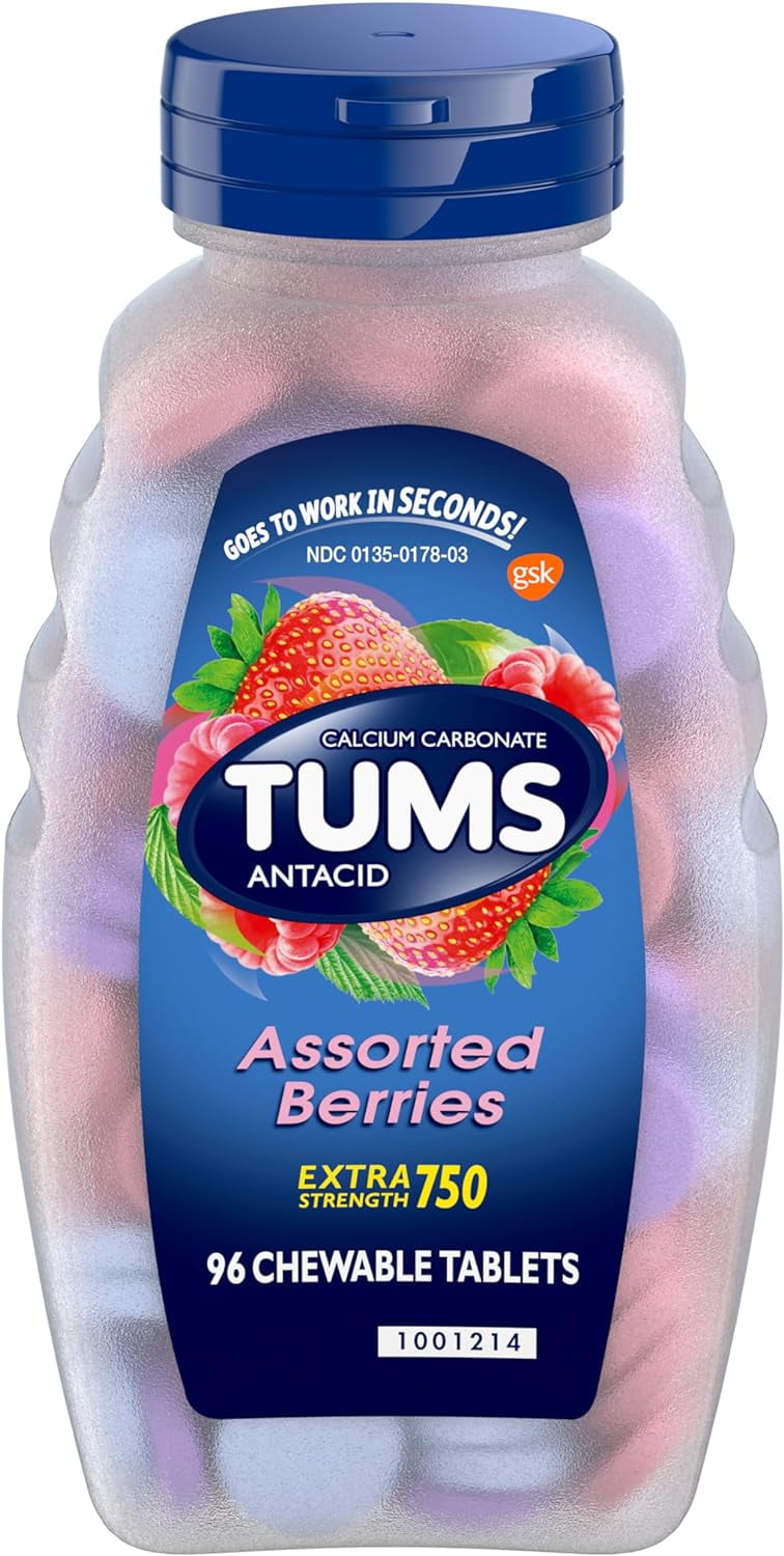 TUMS Extra Strength Assorted Berries Antacid Tablets for Heartburn ...