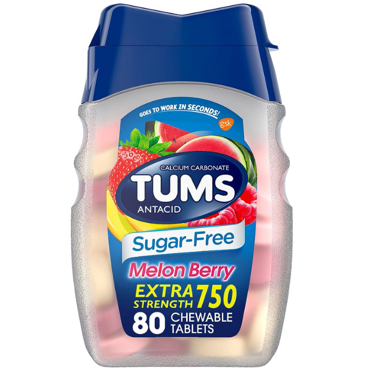 TUMS Extra Strength Chewable Sugar Free Antacid Tablets for Heartburn ...