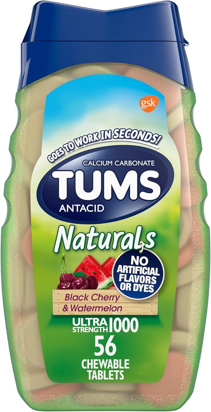 TUMS Naturals Ultra Strength Antacid Chews for Heartburn Relief, Black ...