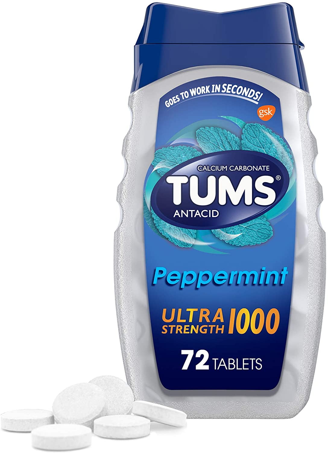 TUMS Ultra 1000 Tablets Peppermint 72 Tablets (Pack of 5) - Walmart.com
