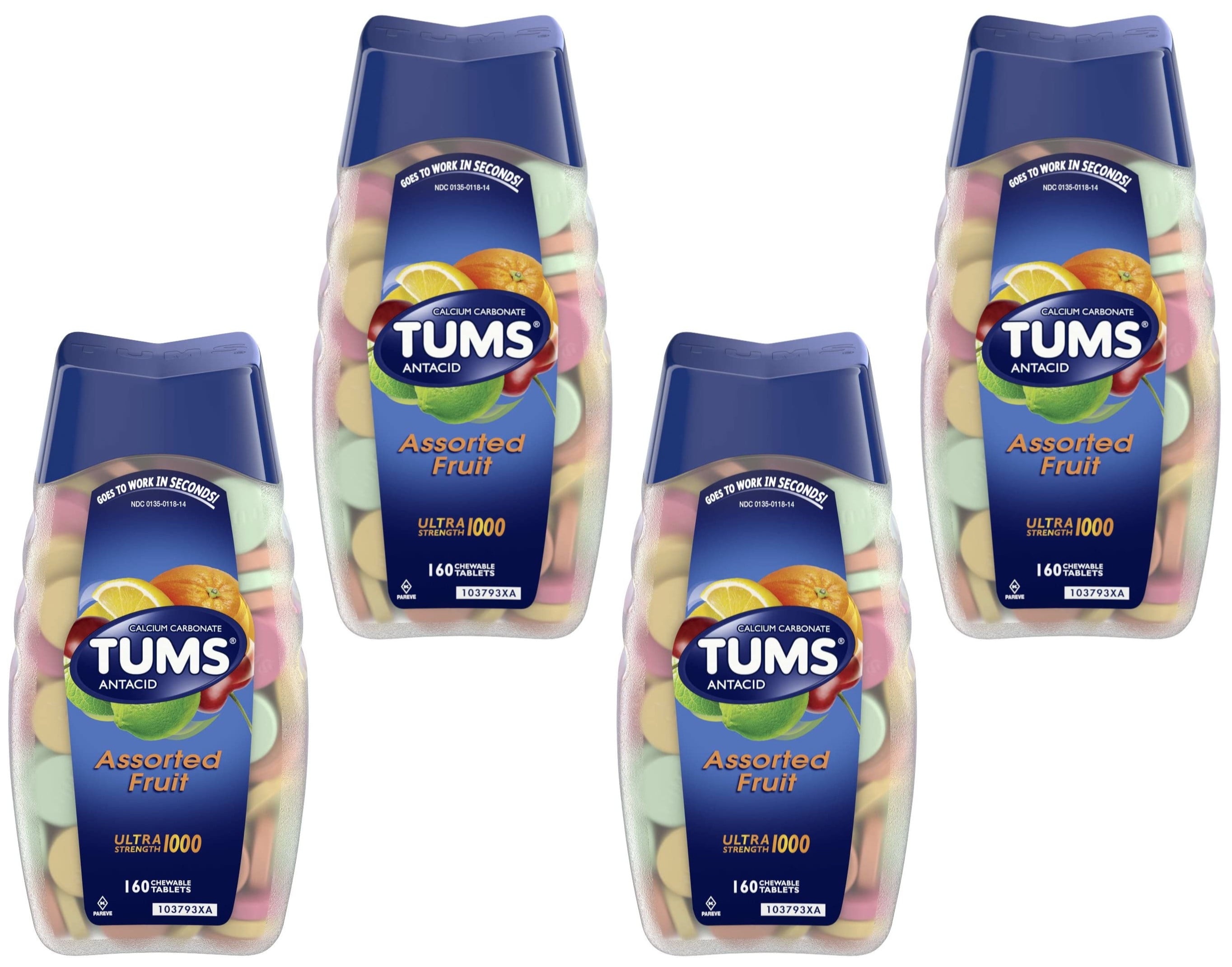 TUMS Ultra Strength 1000 Tablets Assorted Fruit 160 Chewable Tablets ...