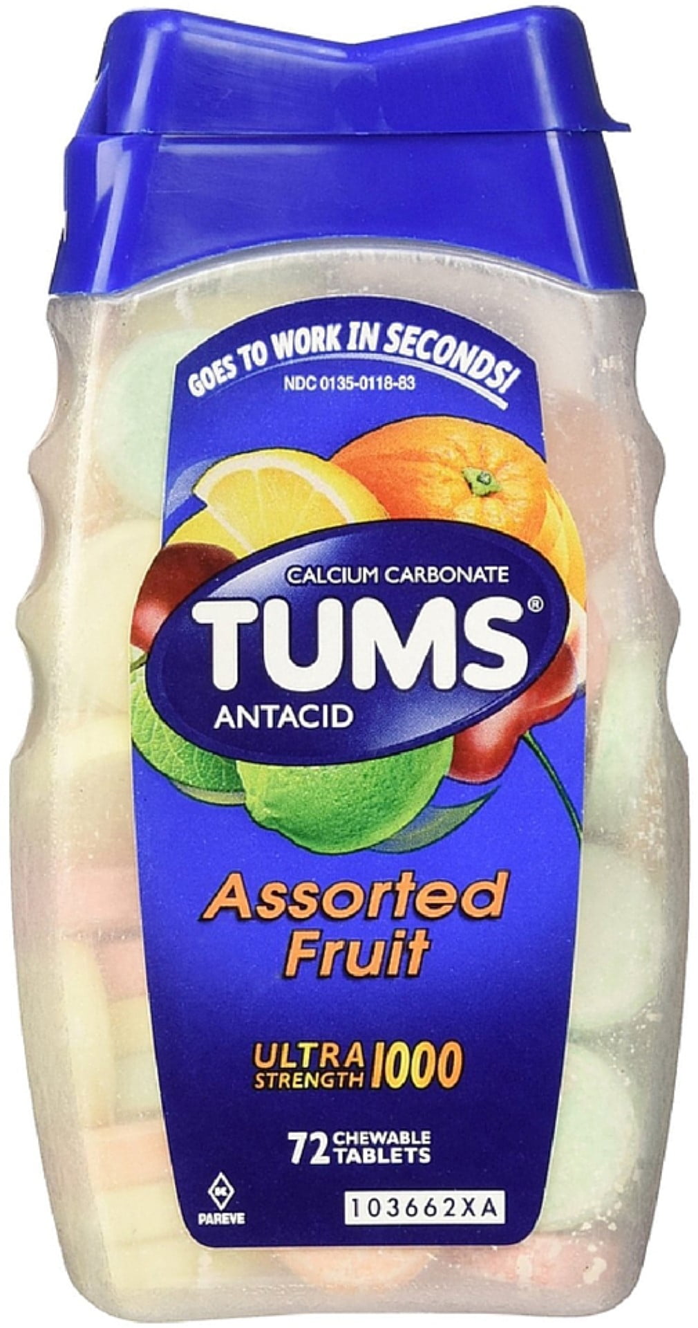 TUMS Ultra Strength Antacid/Calcium Chewable Tablets, Assorted Fruit 72 ...