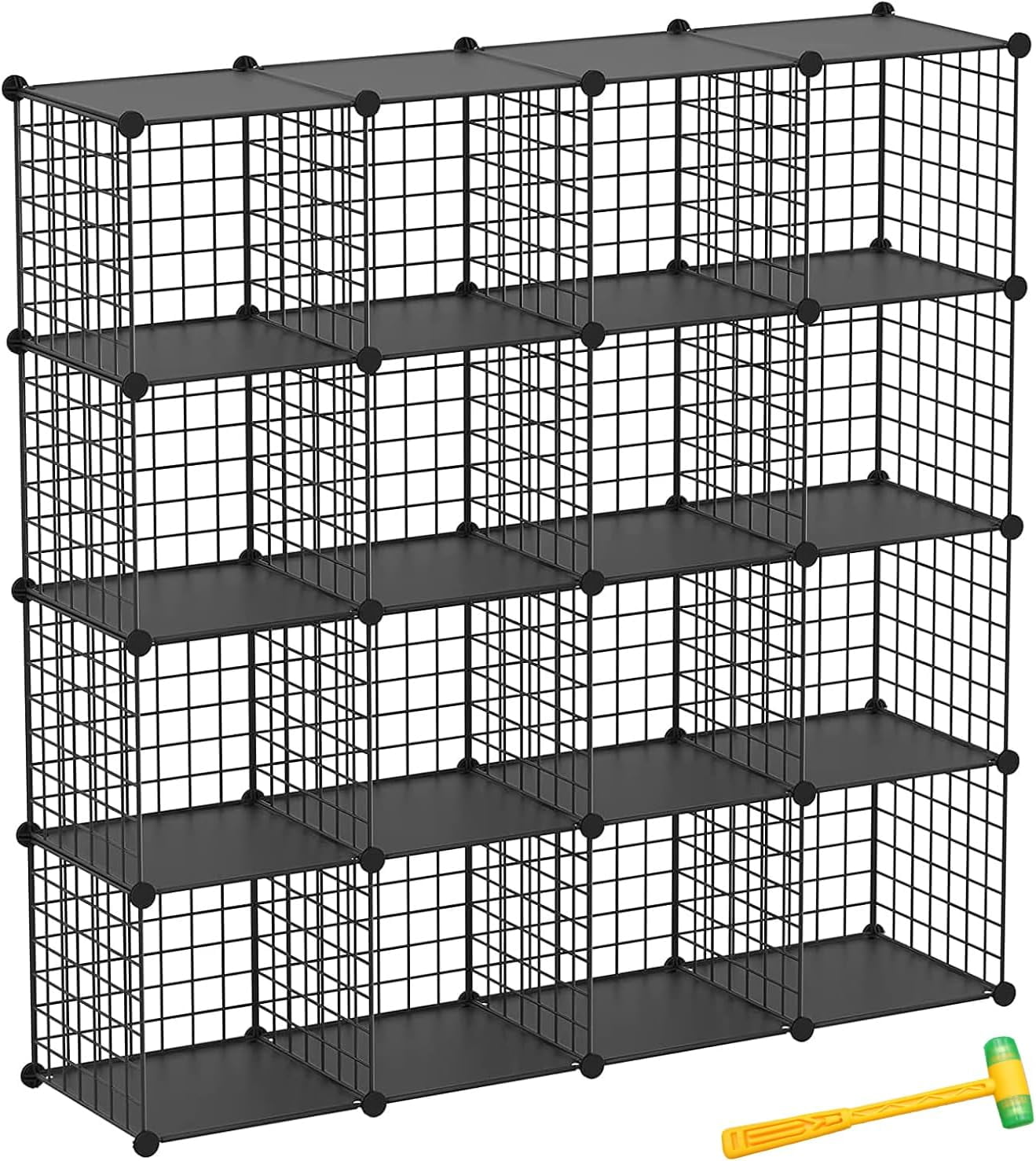 TUMUCUTE Wire Cube Storage Organizer, 16-Cube Metal Storage Shelves ...