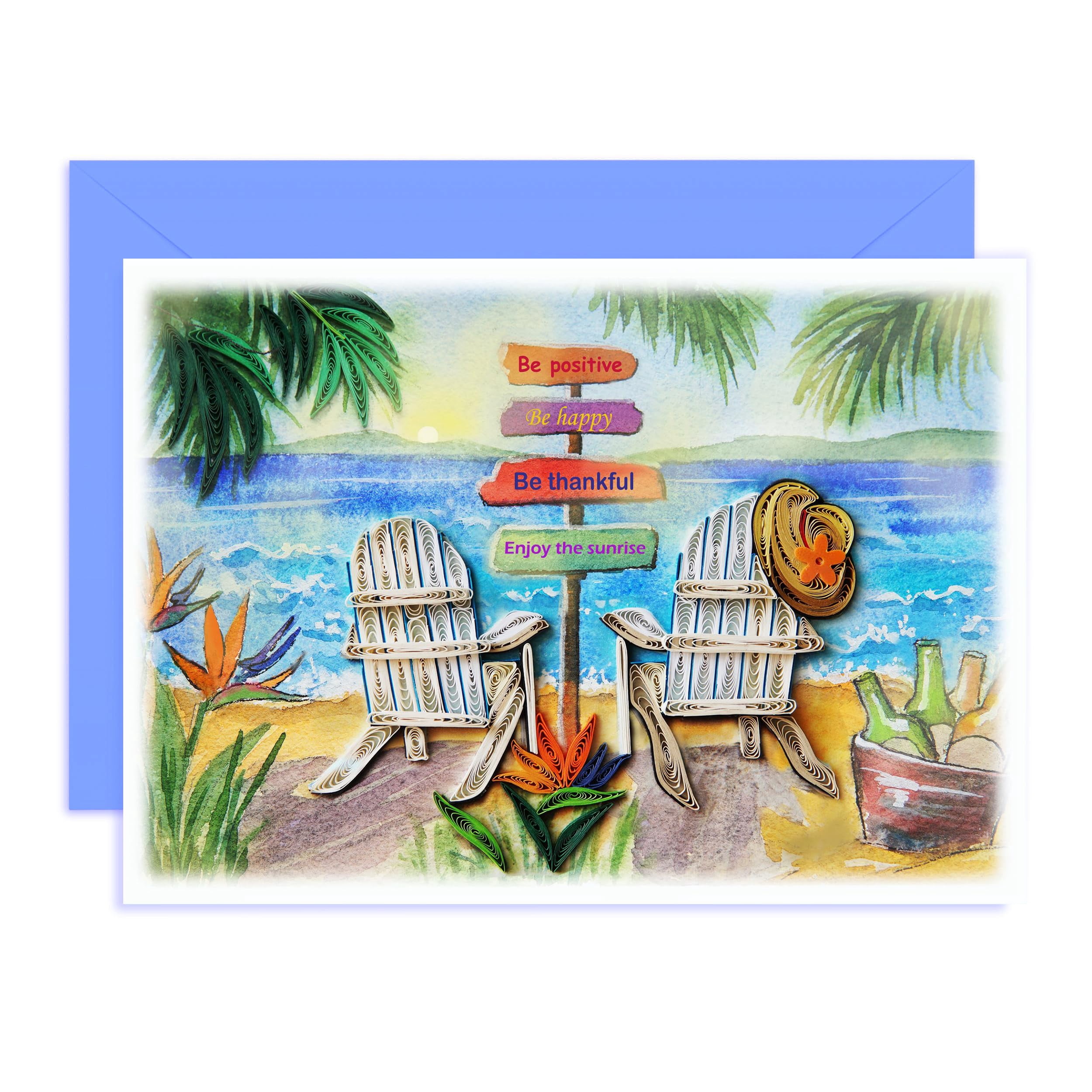 TUMYBee Enjoy The Sunrise Card, Watercolor Quilling Quilled Card for ...