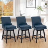 TUNESET Bar Stools Set of 3, PU Leather Barstools, 26 Inch Upholstered ...