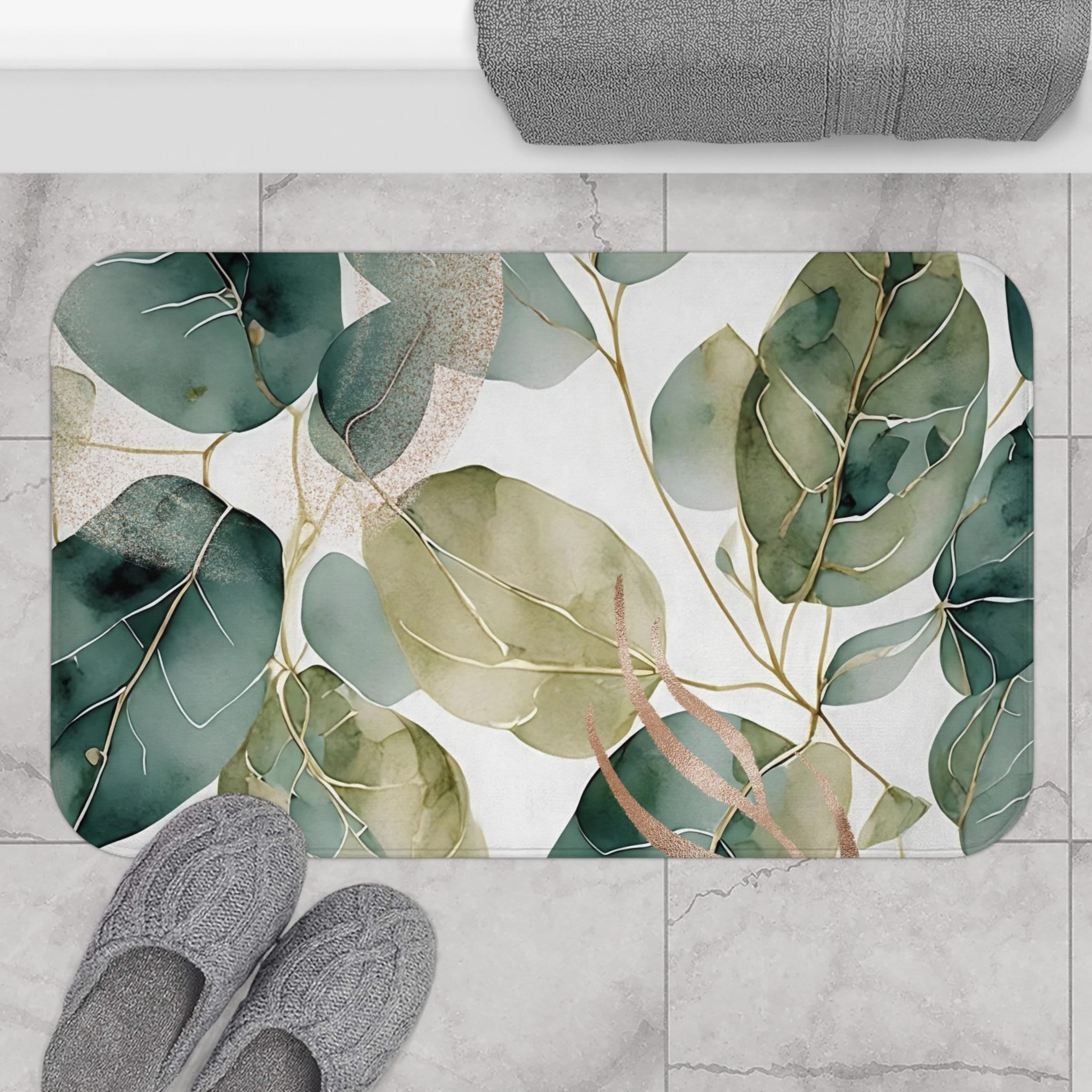 TUNIU Bath Mats ，Rust，Navy Blue，Beige Beige，Burnt Orange In Watercolor ...