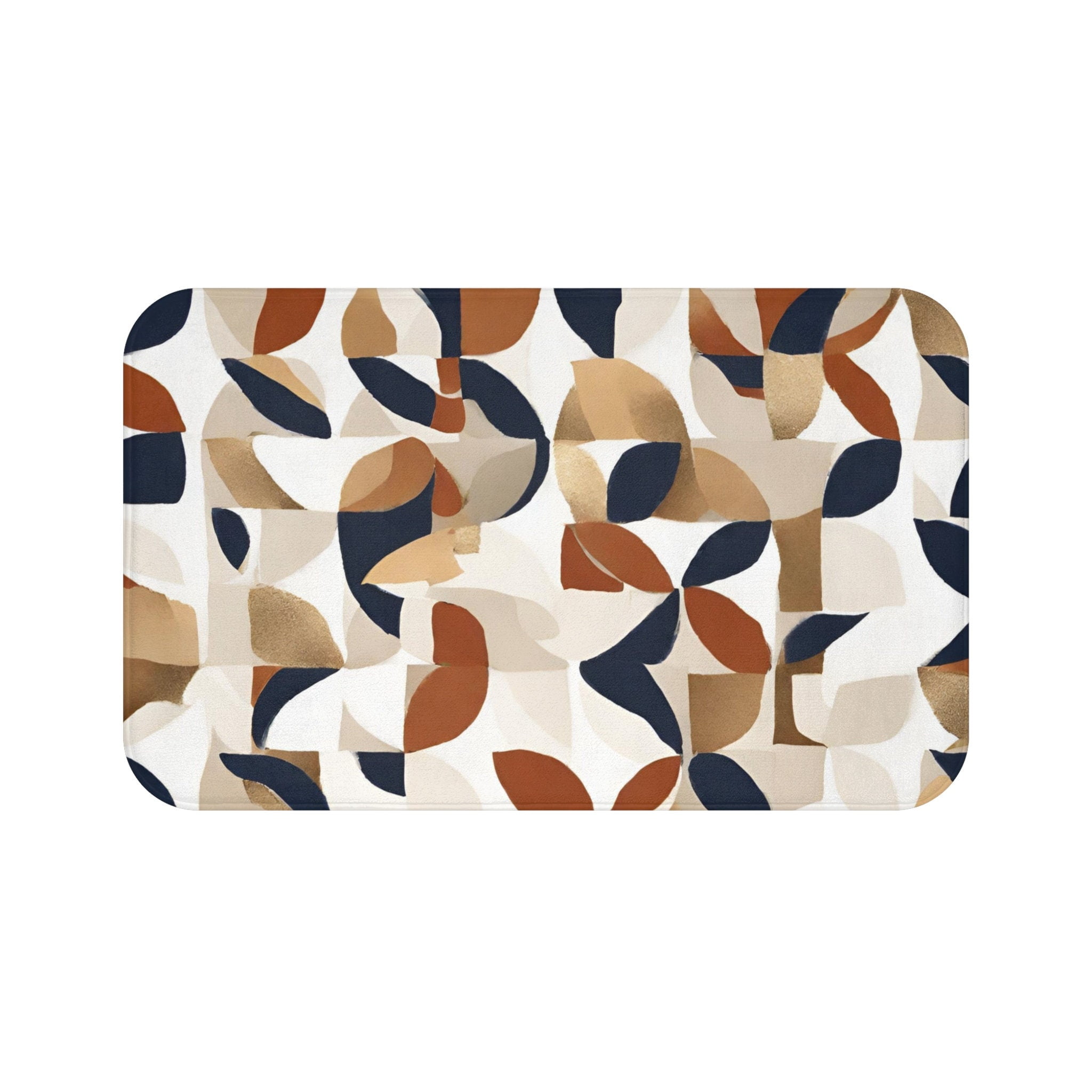 TUNIU Boho Chic，Abstract Bath Mats ，Navy Blue，Blush Ivory Beige，Soft Pink And Beige In ...