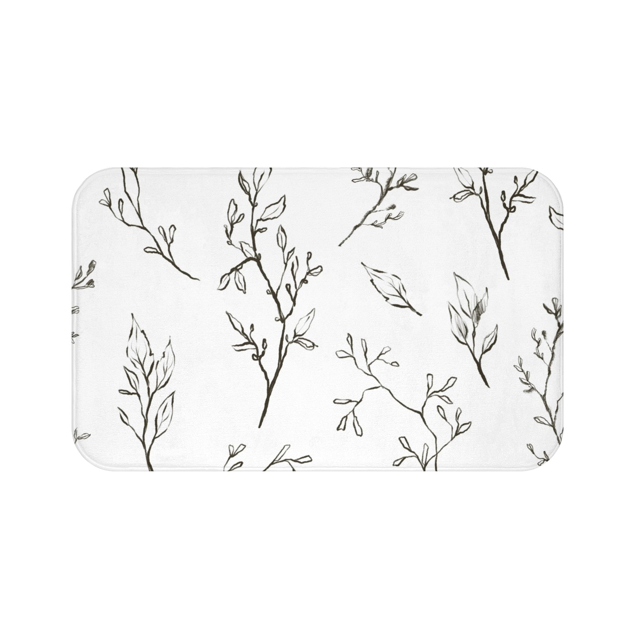 TUNIU Boho Floral Bath Mat，White Black，Line Art Hygge，Botanical，Shabby ...