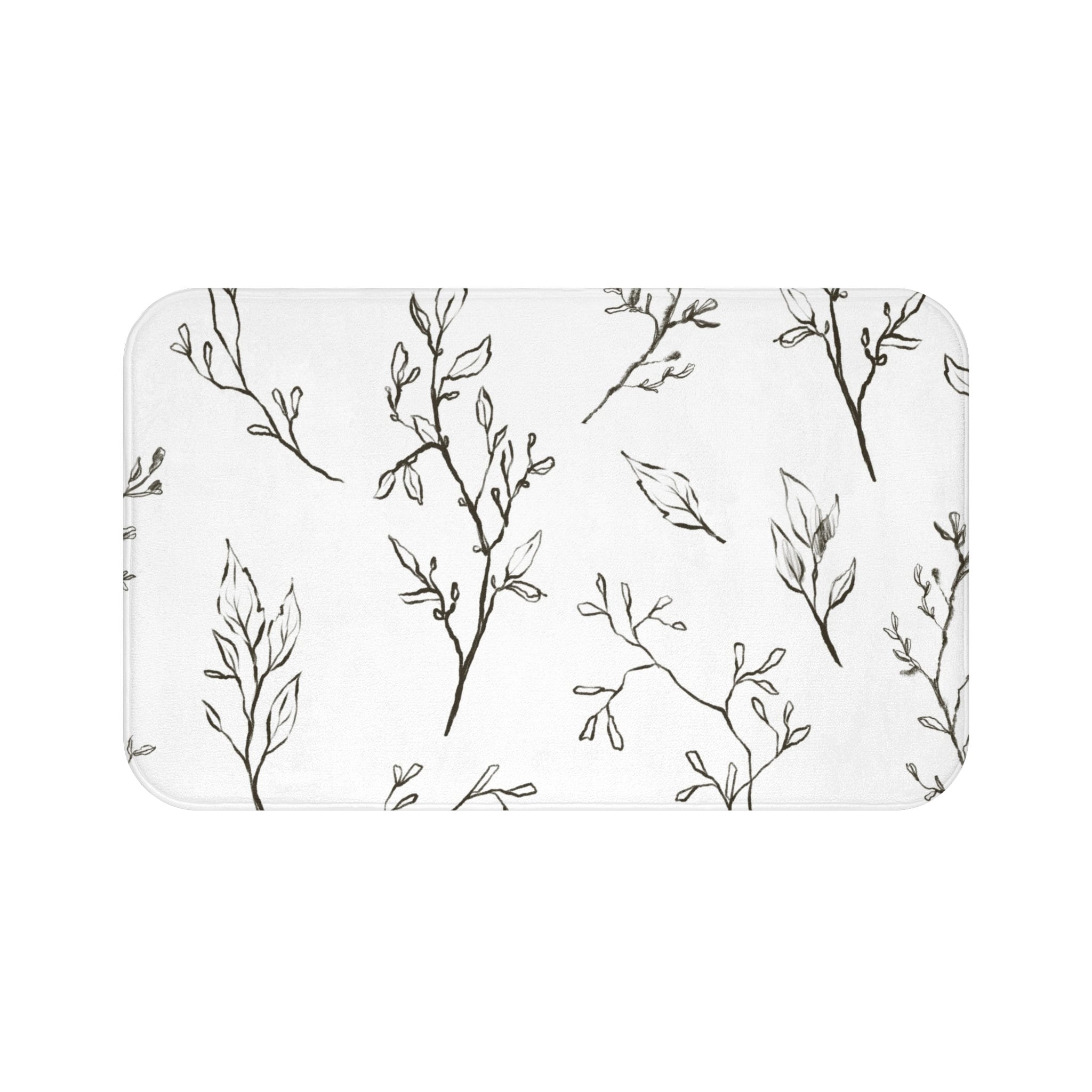 TUNIU Boho Floral Bath Mat，White Black，Line Art Hygge，Botanical，Shabby ...