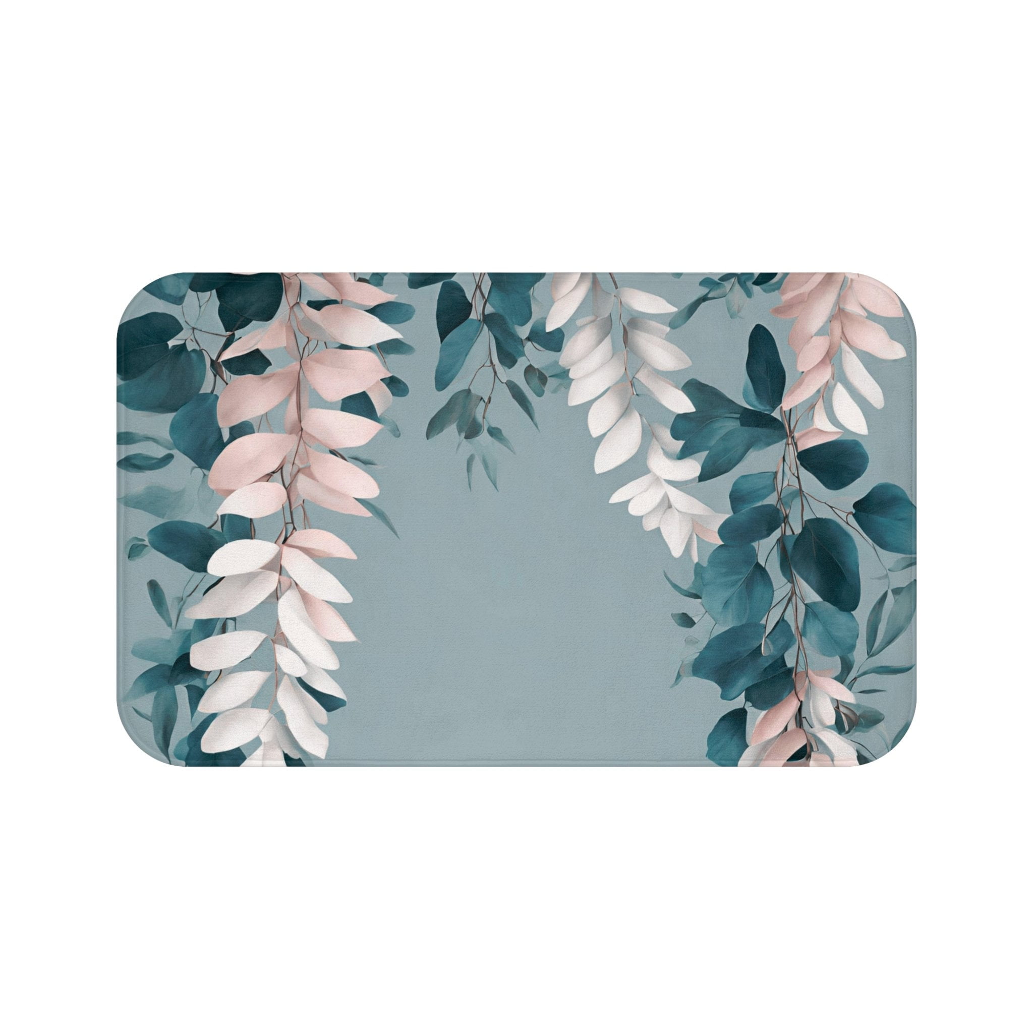 TUNIU Boho Teal Blue Bath Mat Kitchen Mat | Blush Pink Bathroom Rug ...