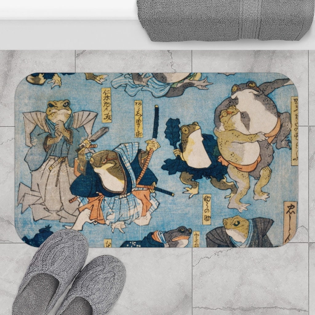 TUNIU Frog bath mat, Samurai bathroom, Anthropomorphic gift, Japanese ...