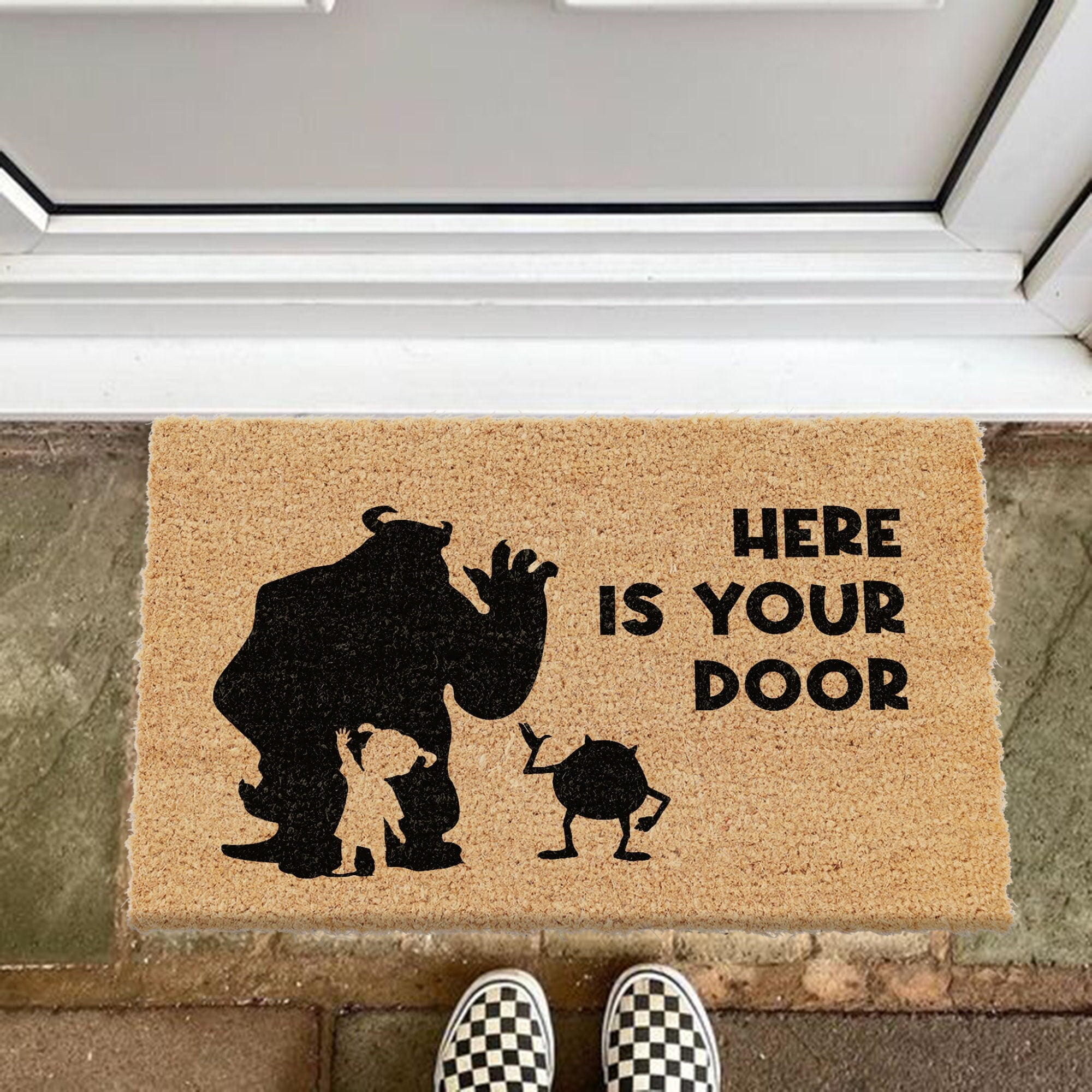 TUNIU Here Is Your Door Doormat，Funny Character Movies Monster Cartoon ...