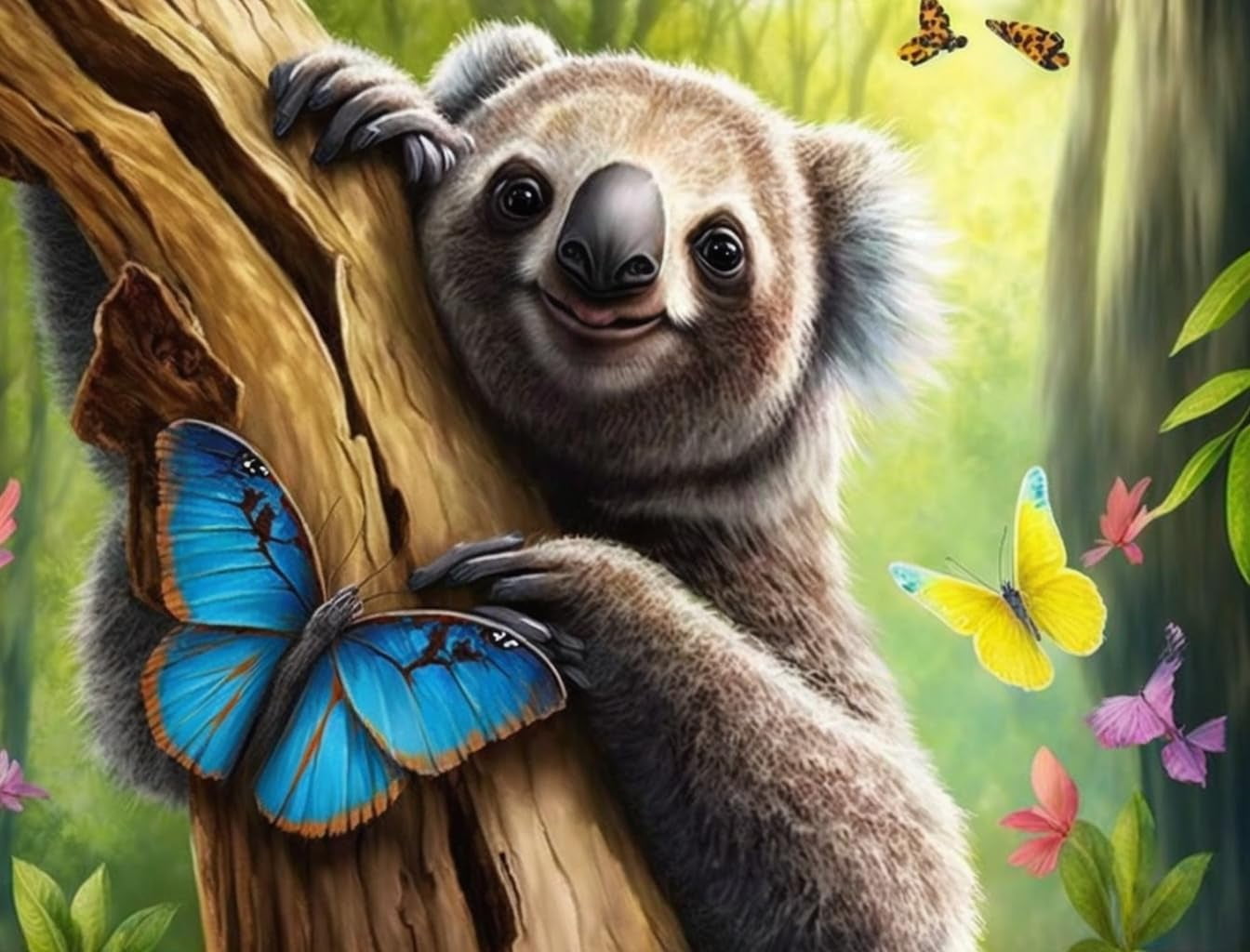 TUNIU Jigsaw Puzzles Smiling Koala and Butterfly Wooden Puzzle for ...