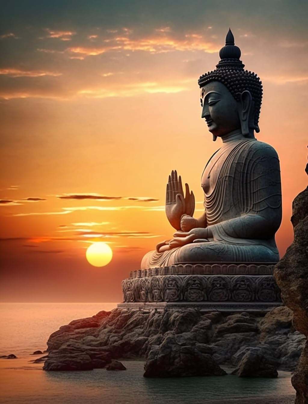 TUNIU Jigsaw Puzzles Sunrise Buddha Statue Wooden Puzzle for Adults ...