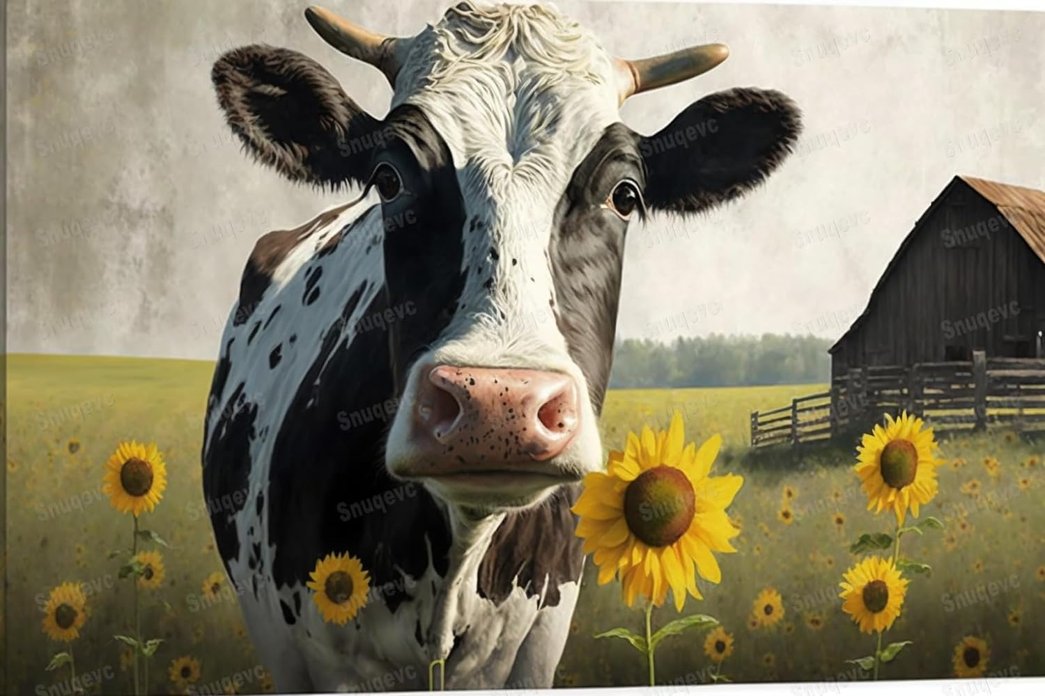 TUNIU Jigsaw Puzzles for Adults Farm Sunflower Cow Wooden Puzzles ...