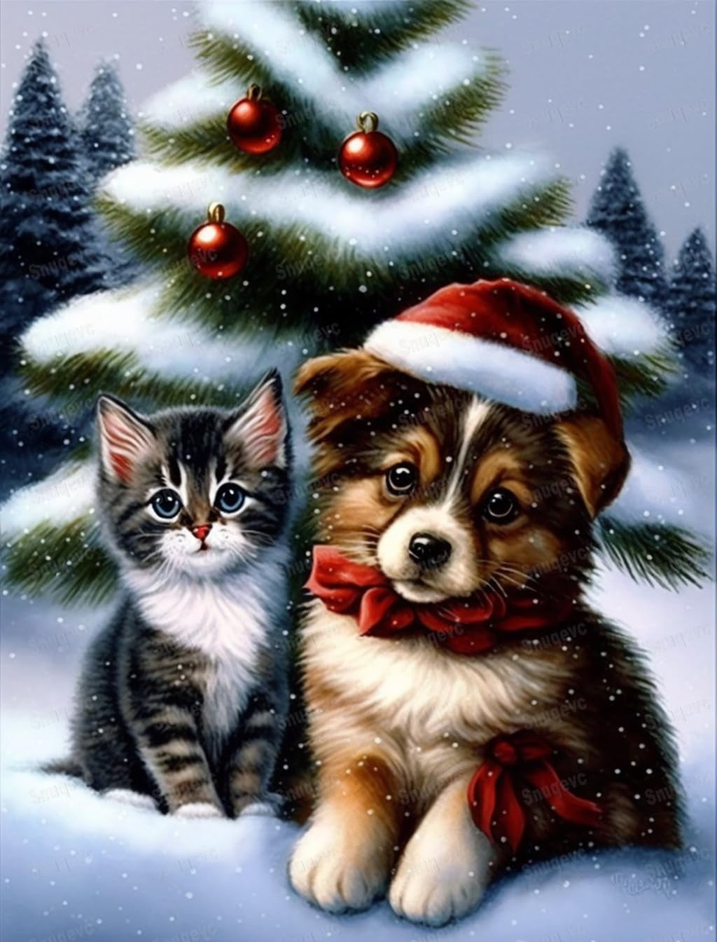 TUNIU Jigsaw Puzzles for Adults Winter Cute Cat Dog Wooden Puzzles ...