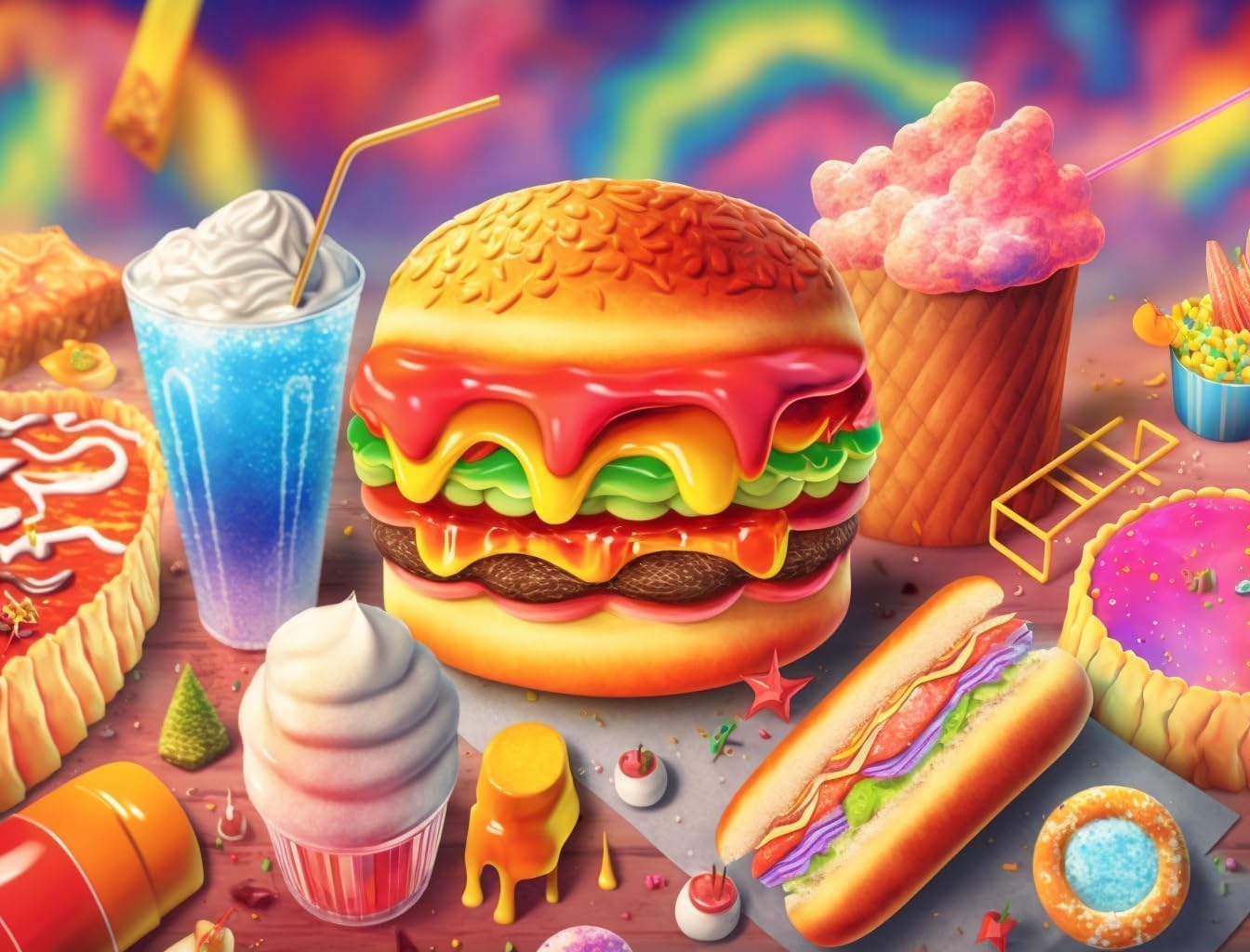 TUNIU Novelty and Fun Wooden Puzzle Colorful Fast Food Jigsaw Puzzles ...