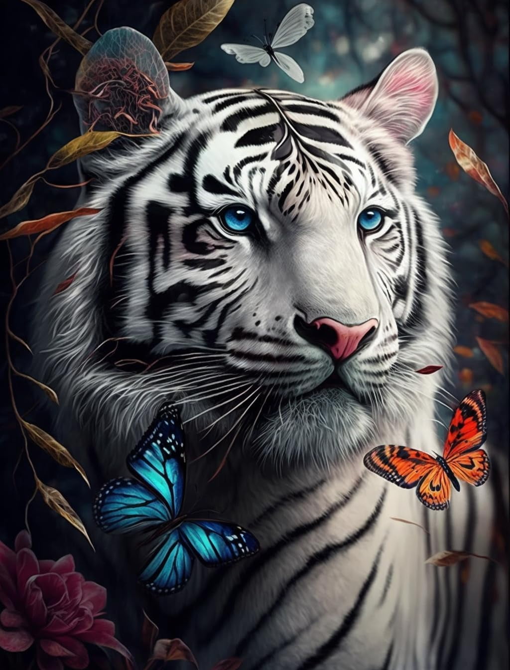 TUNIU Puzzles - Jigsaw Puzzle for Adults Butterfly and White Tiger ...