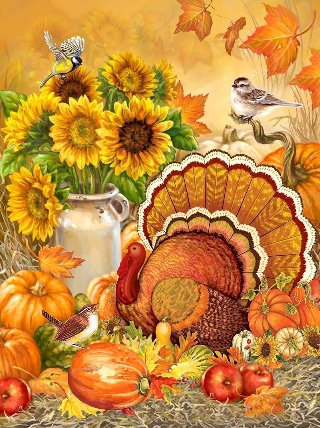 TUNIU Wooden Jigsaw Puzzle Thanksgiving Large Piece Turkey Pumpkin ...
