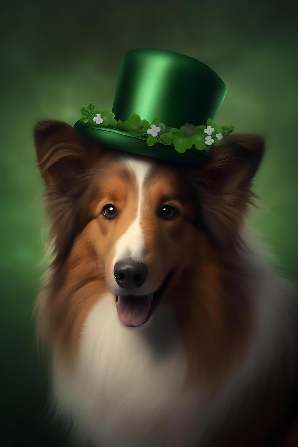 TUNIU Wooden Puzzle Jigsaw Puzzle Dog Wearing A Green Green Shamrock ...